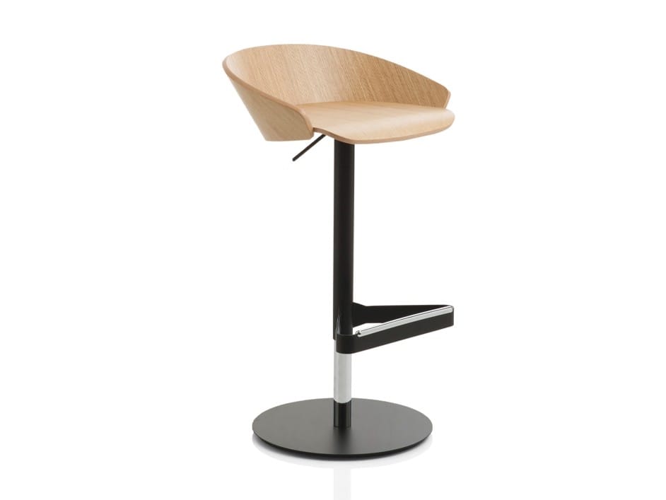 KARL Swivel height-adjustable wood veneer office stool By FREZZA ...