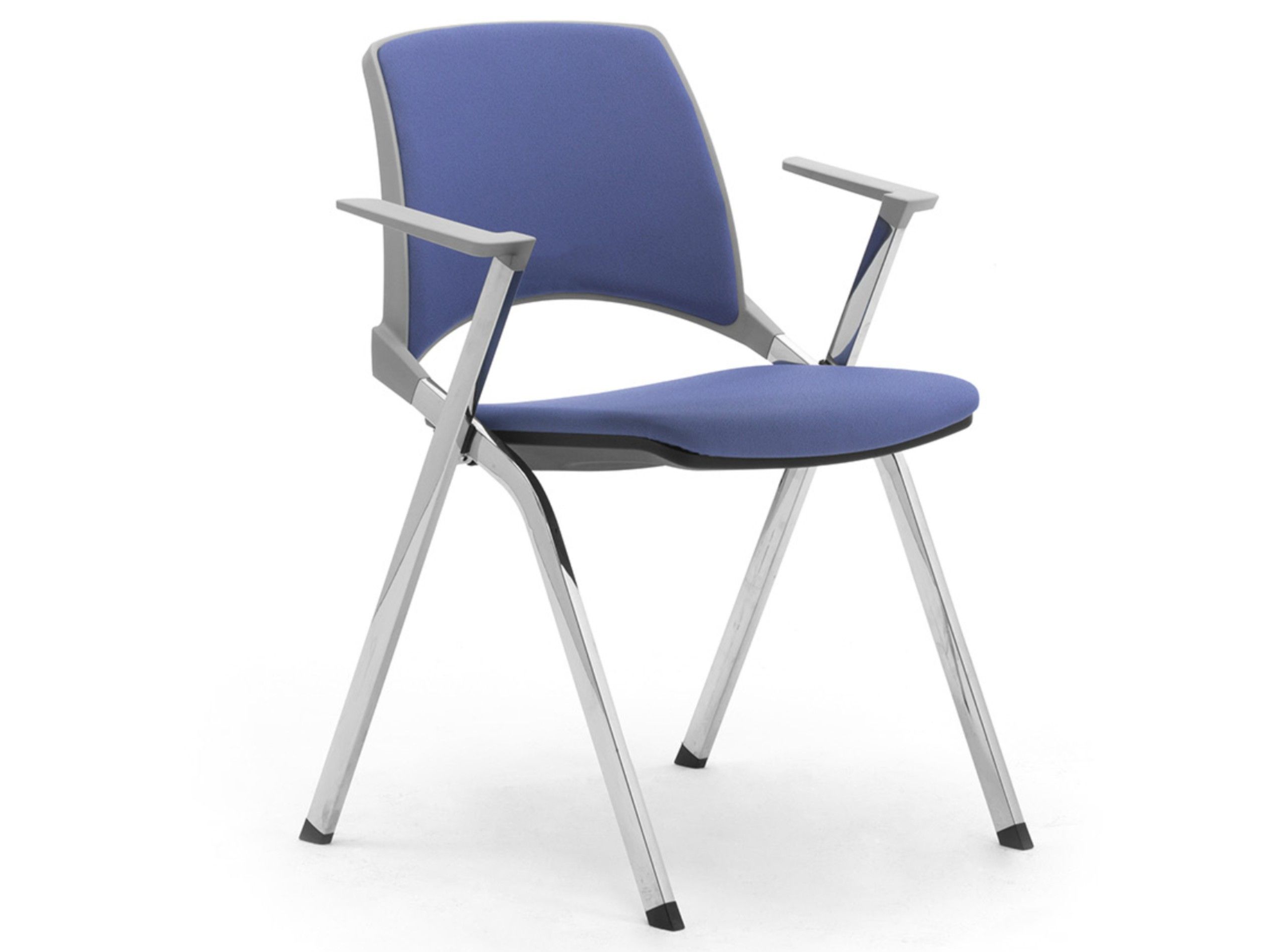 KEY OK Chrome plated steel and fabric chair with armrests By Leyform ...