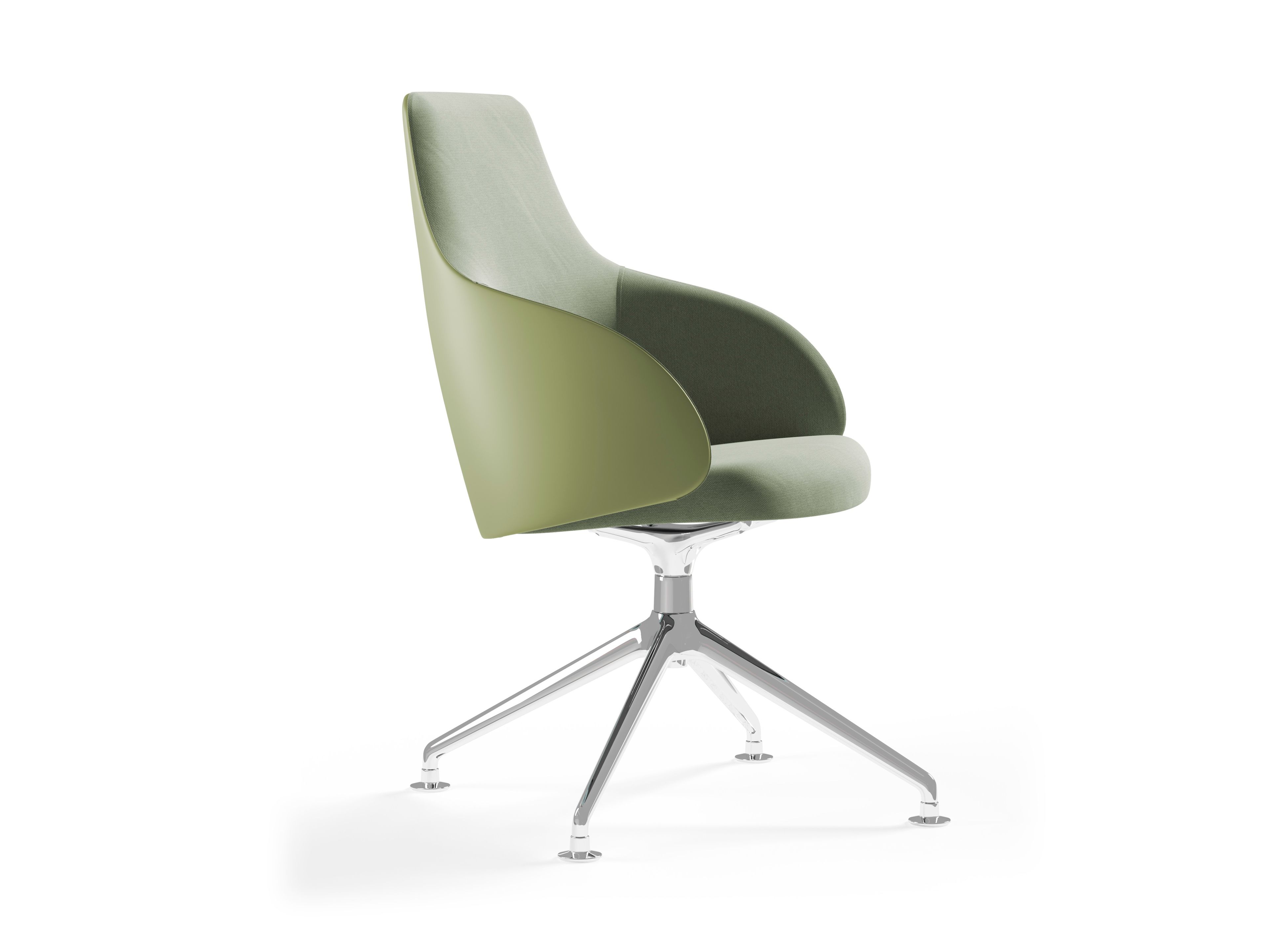 Swivel fabric armchair with armrests KONTEA WAITING | Trestle-based ...