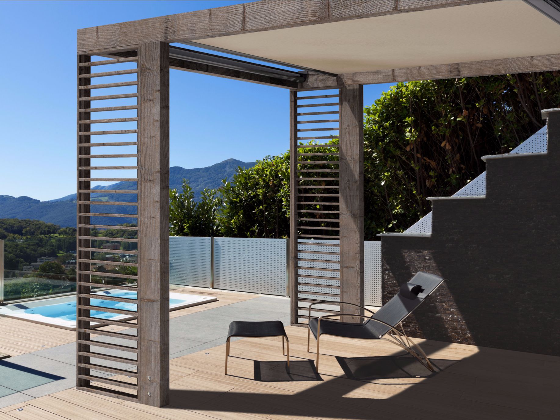 KRONOS Wall-mounted pergola by ALCE