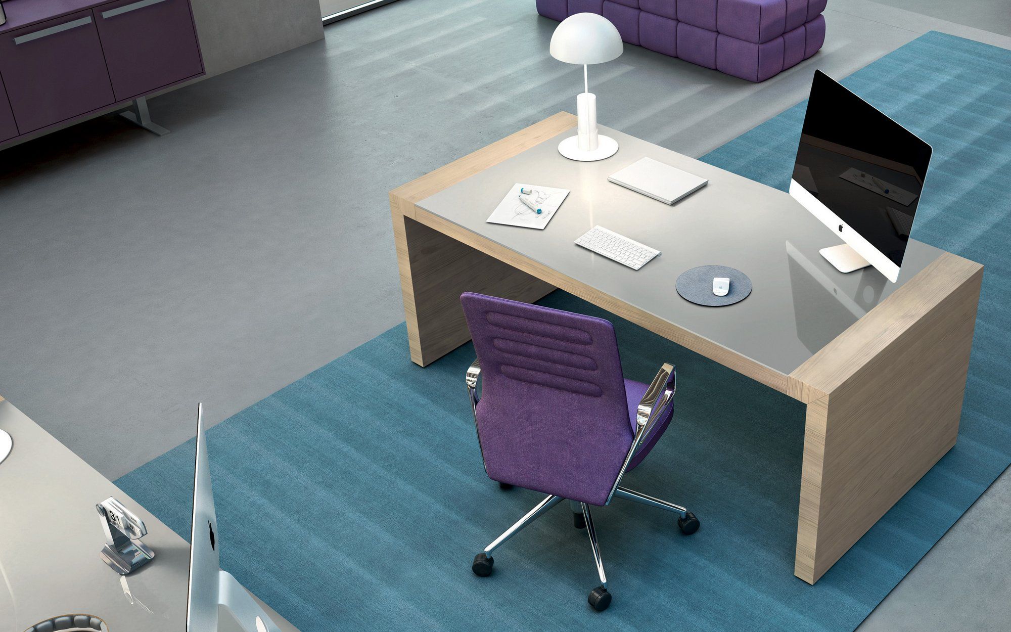 KYOLIGHT Rectangular wood and glass office desk By Martex