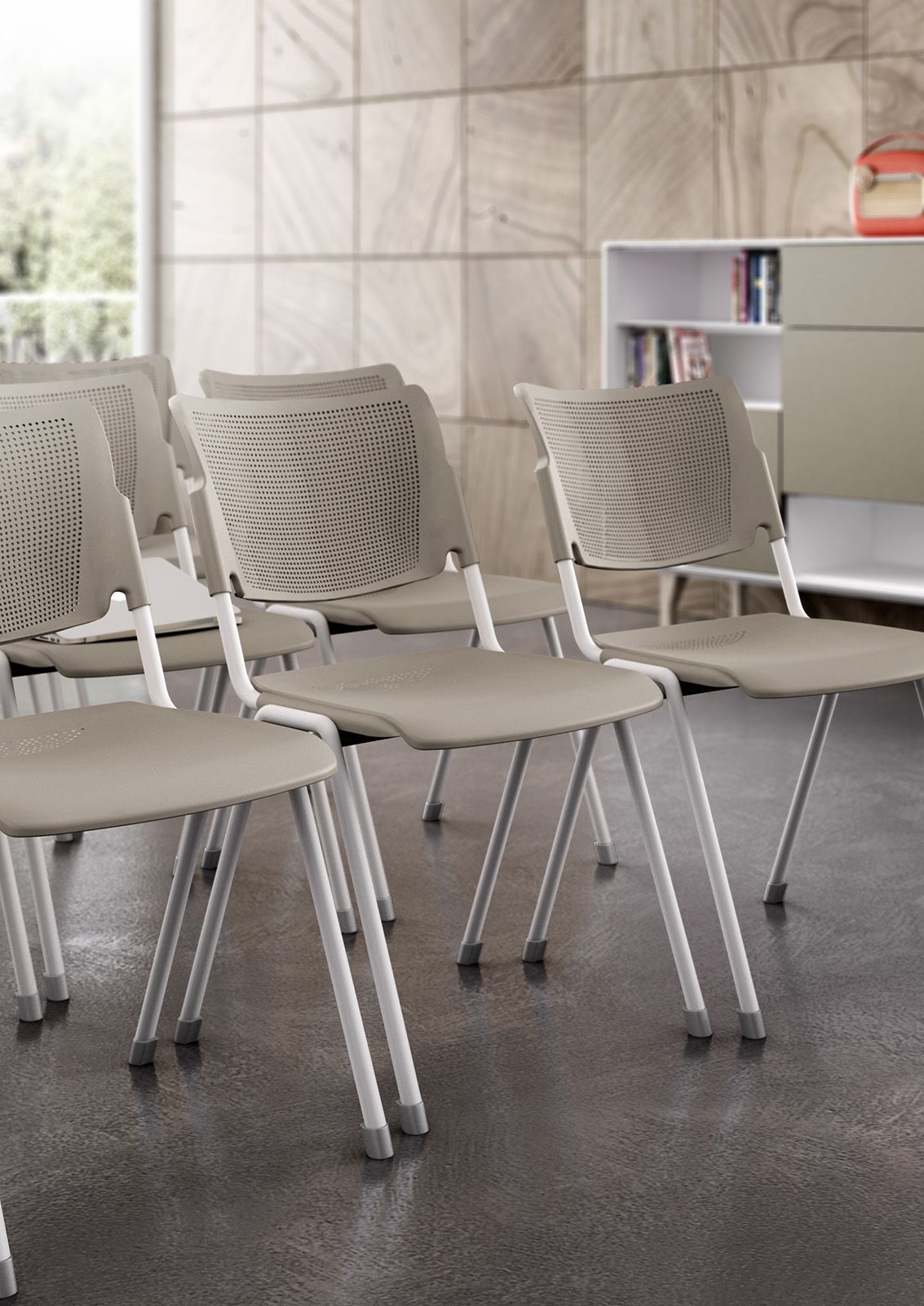 LAMIA Stackable open back polypropylene chair with linking device By ...