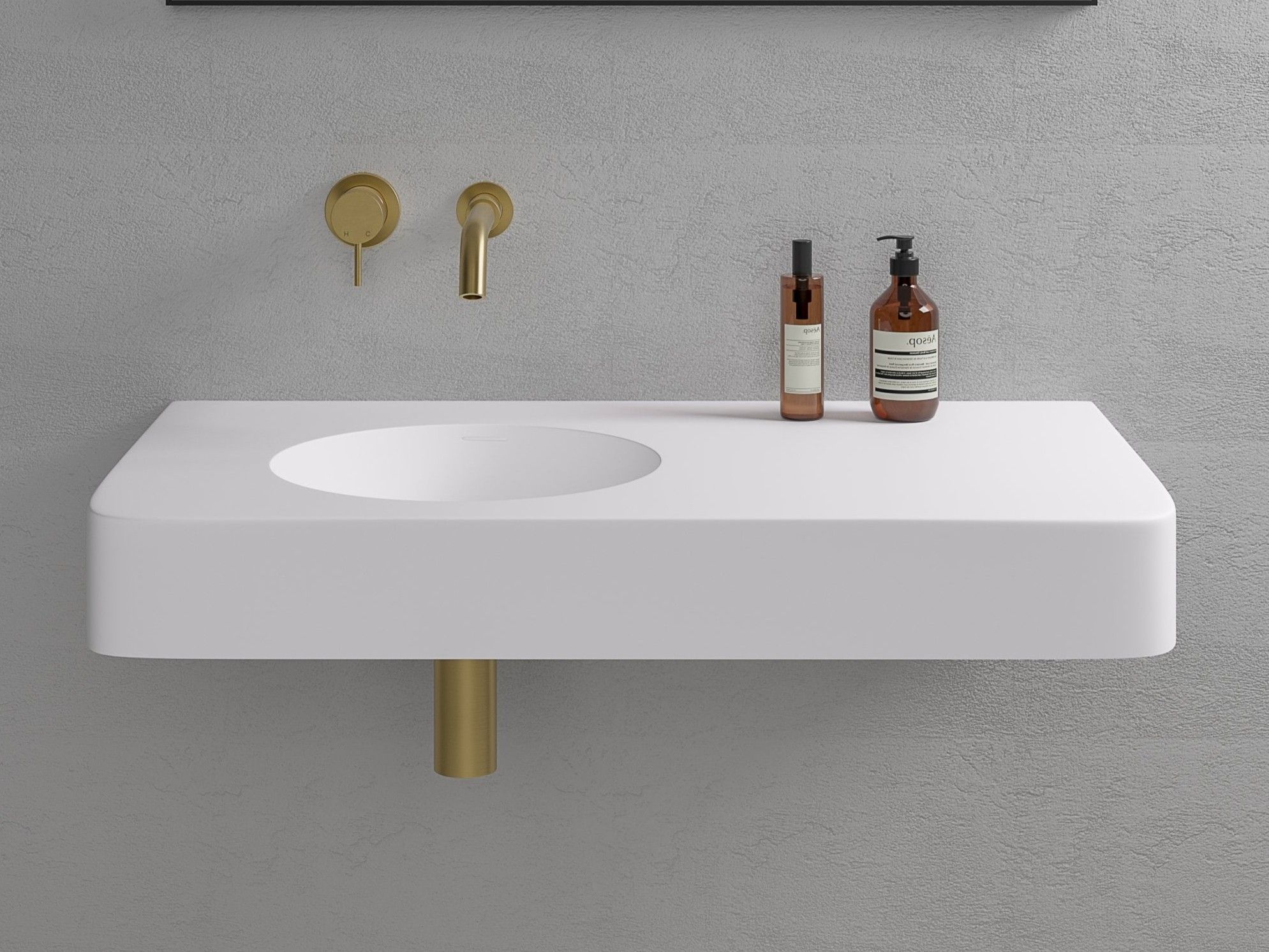 LANOSA | Single washbasin Wall-mounted round Resin Stone washbasin By LUSSO