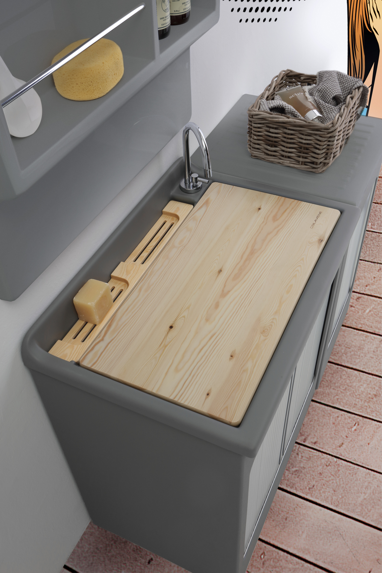 LAVACRIL Outdoor ABS laundry room cabinet with tambour doors By COLAVENE