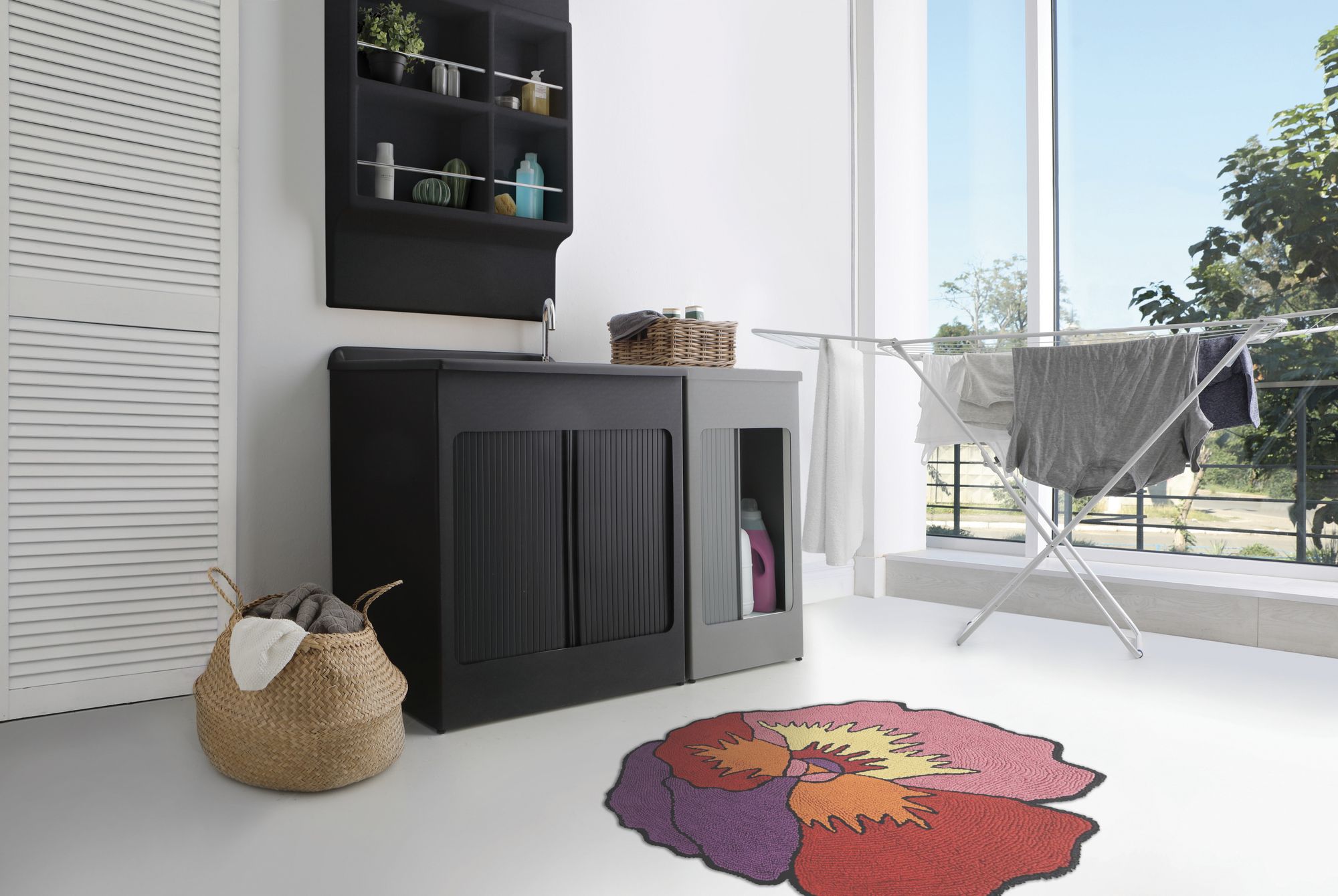 LAVACRIL Outdoor ABS laundry room cabinet with tambour doors By COLAVENE