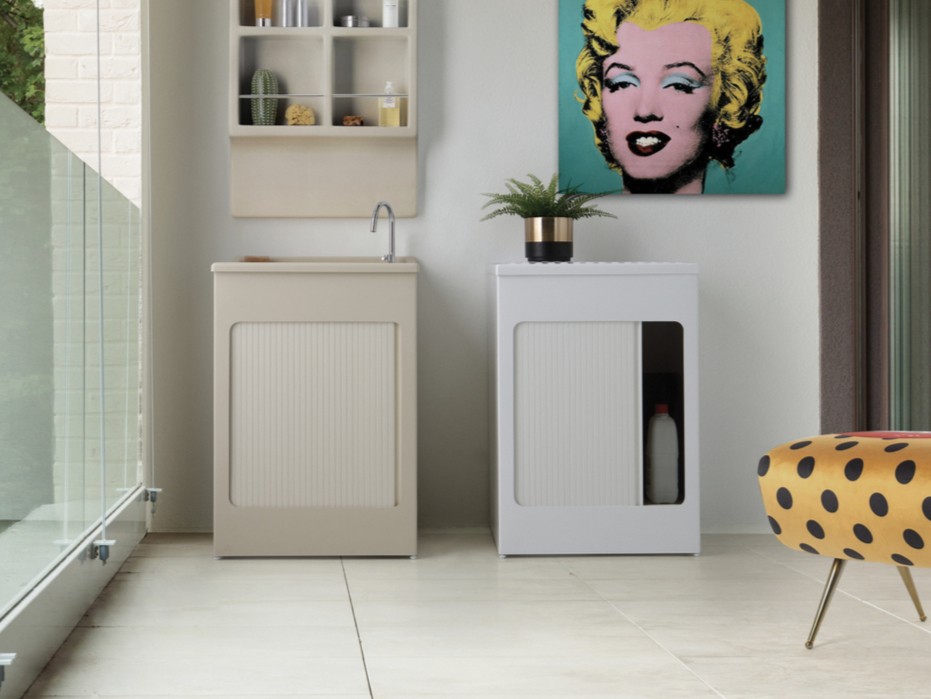 LAVACRIL Outdoor ABS laundry room cabinet with tambour doors By COLAVENE