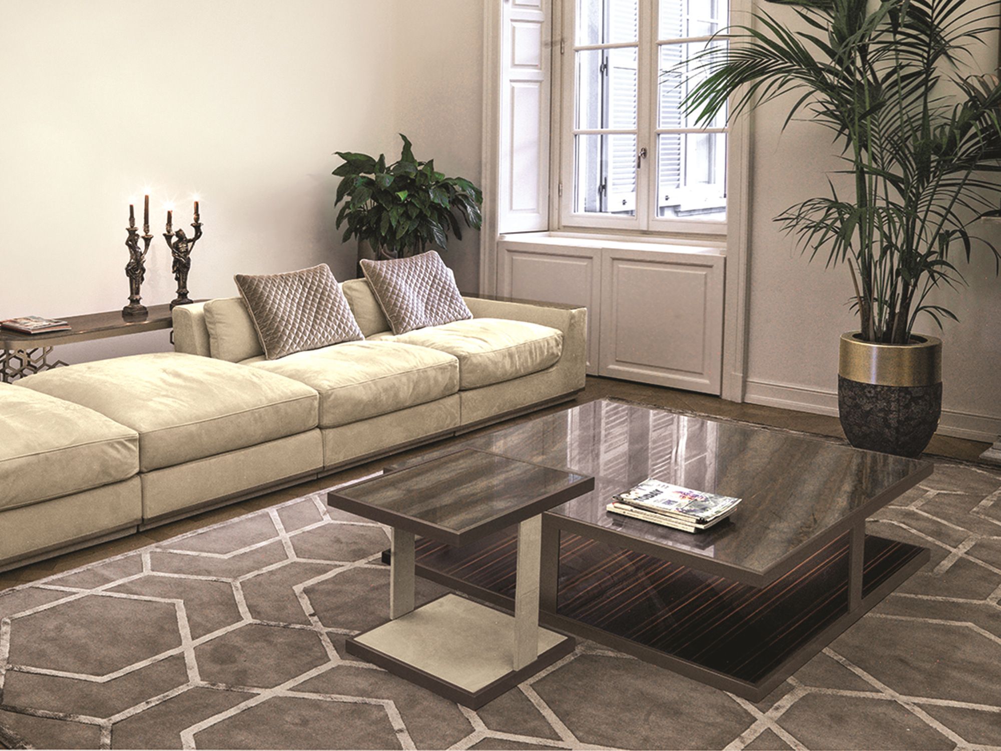 Rectangular marble coffee table LAYER | Rectangular coffee table ...