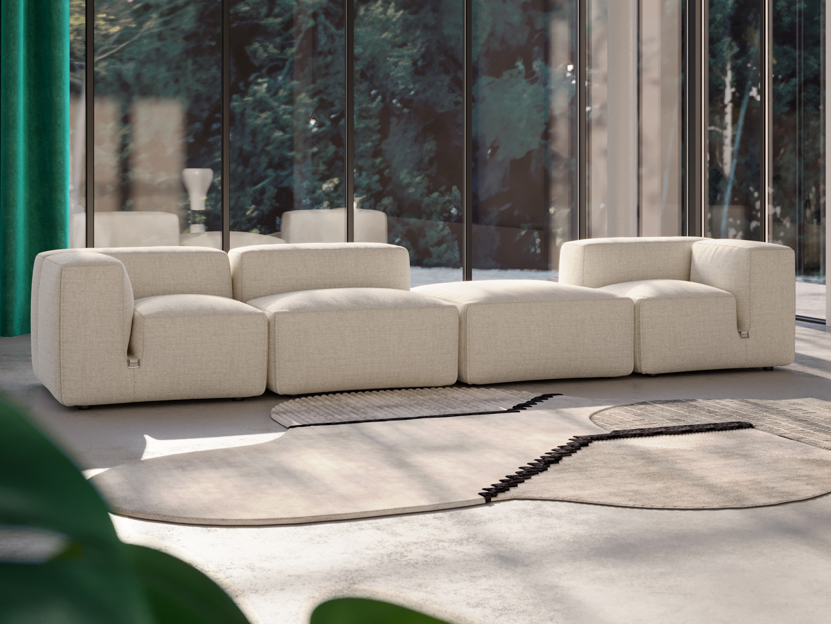 LE MURA Modular fabric sofa By Tacchini | design Mario Bellini