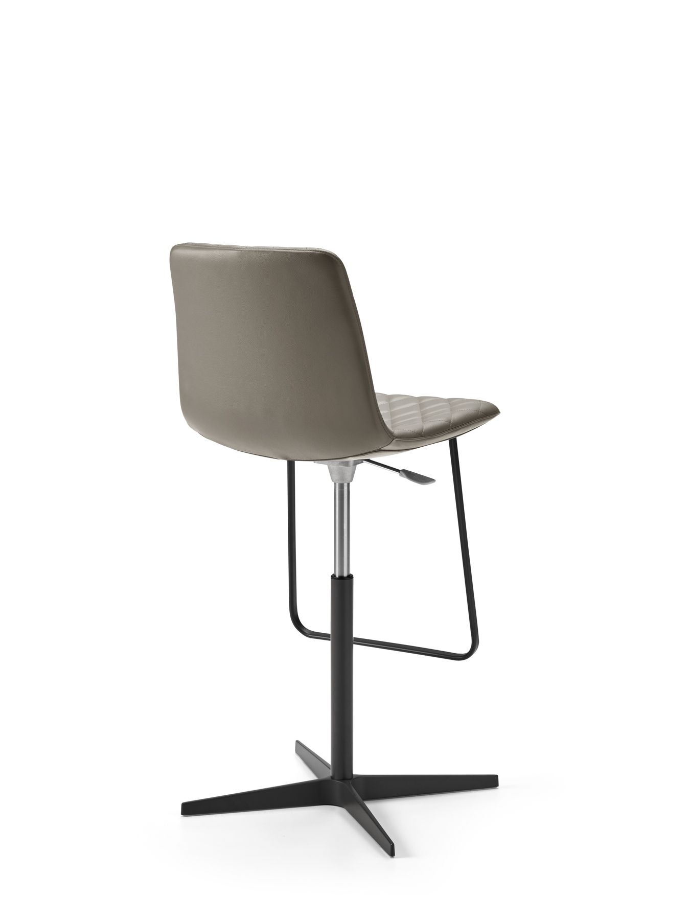 LENNY Height-adjustable leather stool with 4-spoke base By EFORMA