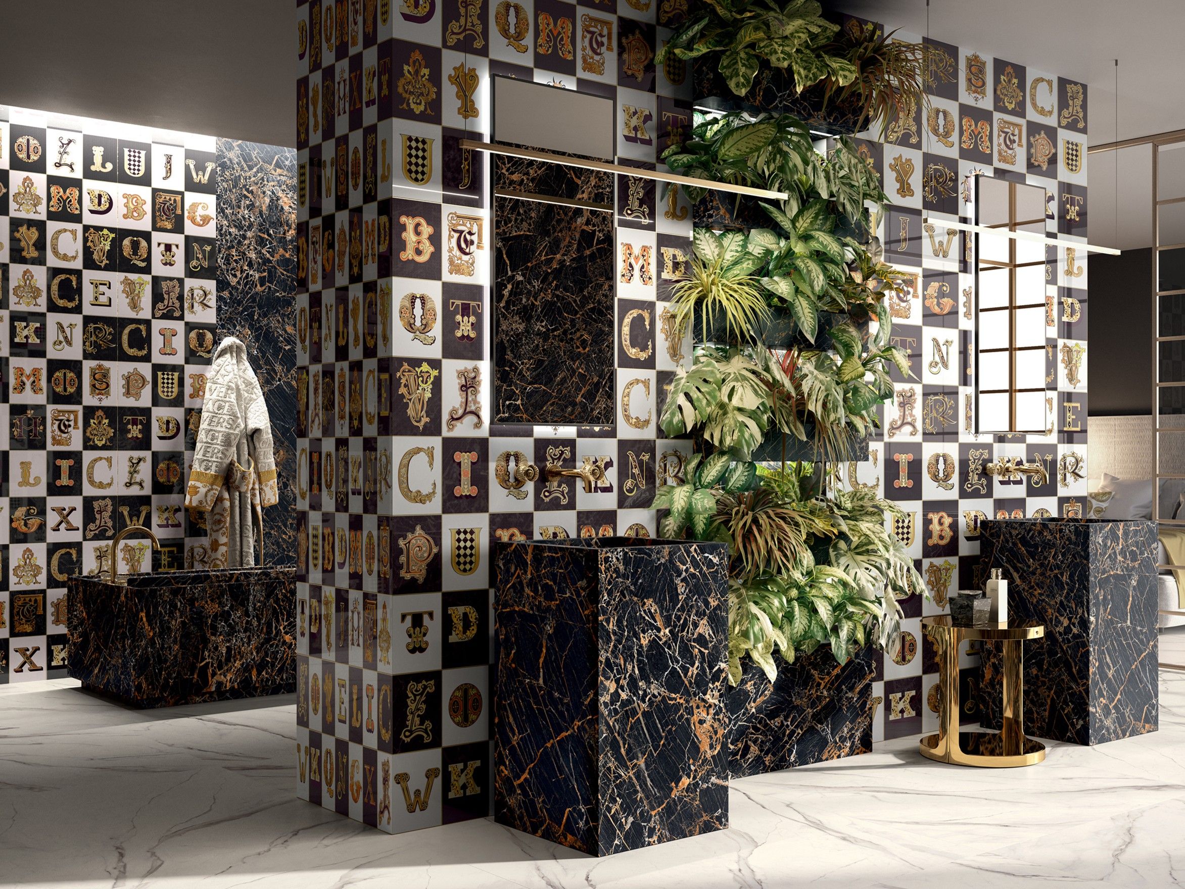 LETTERING Wall tiles By Versace Ceramics