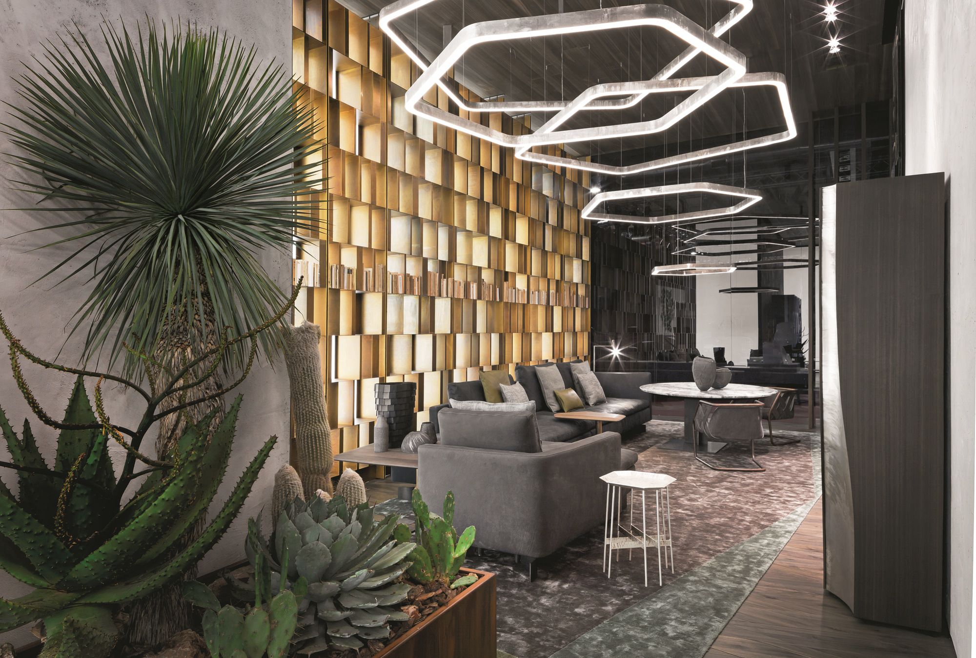 LIGHT RINGS HORIZONTAL POLYGONAL LED brass pendant lamp By Henge ...