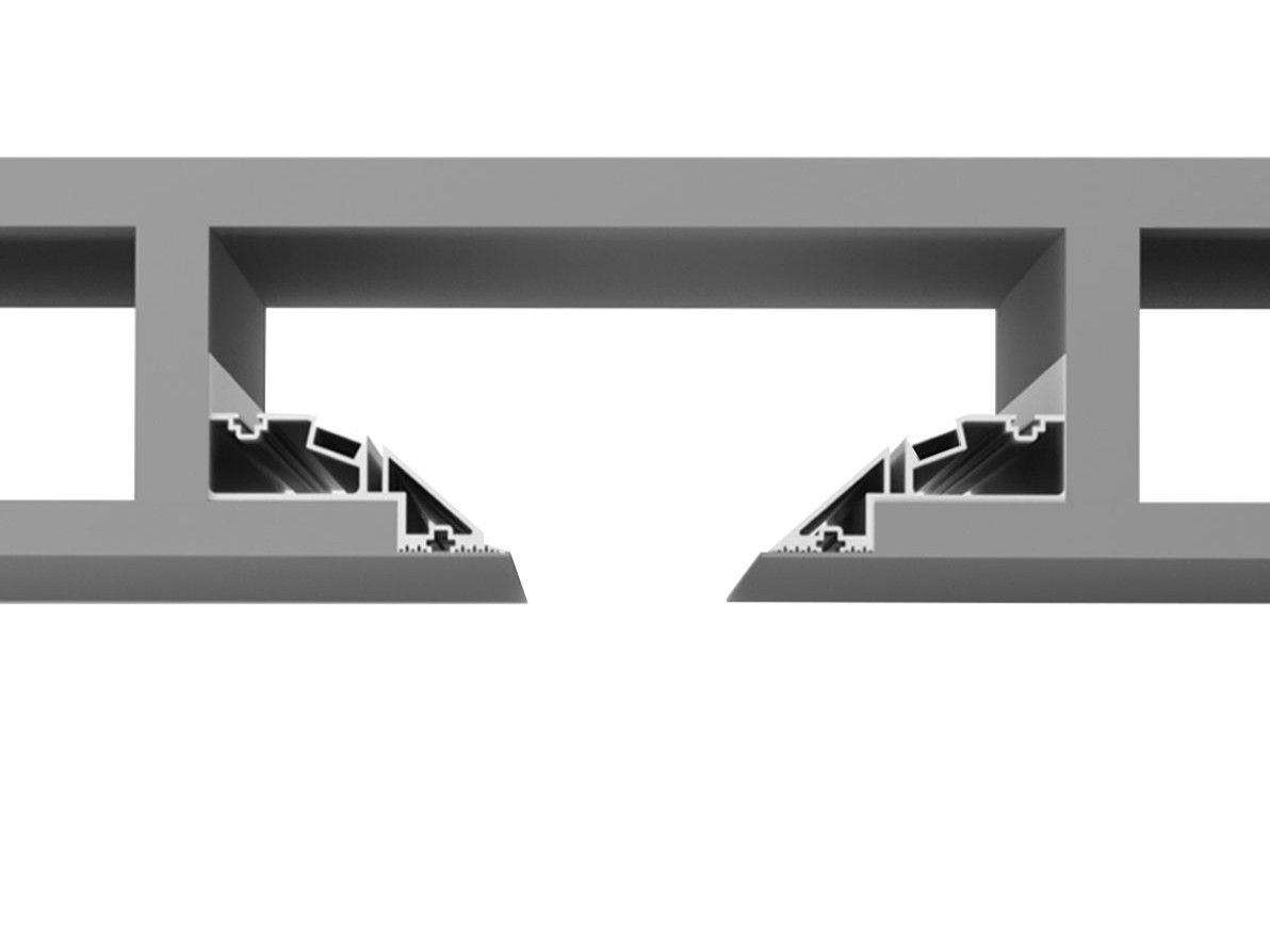 LINEAR Semi-inset ceiling mounted aluminium linear lighting profile for ...