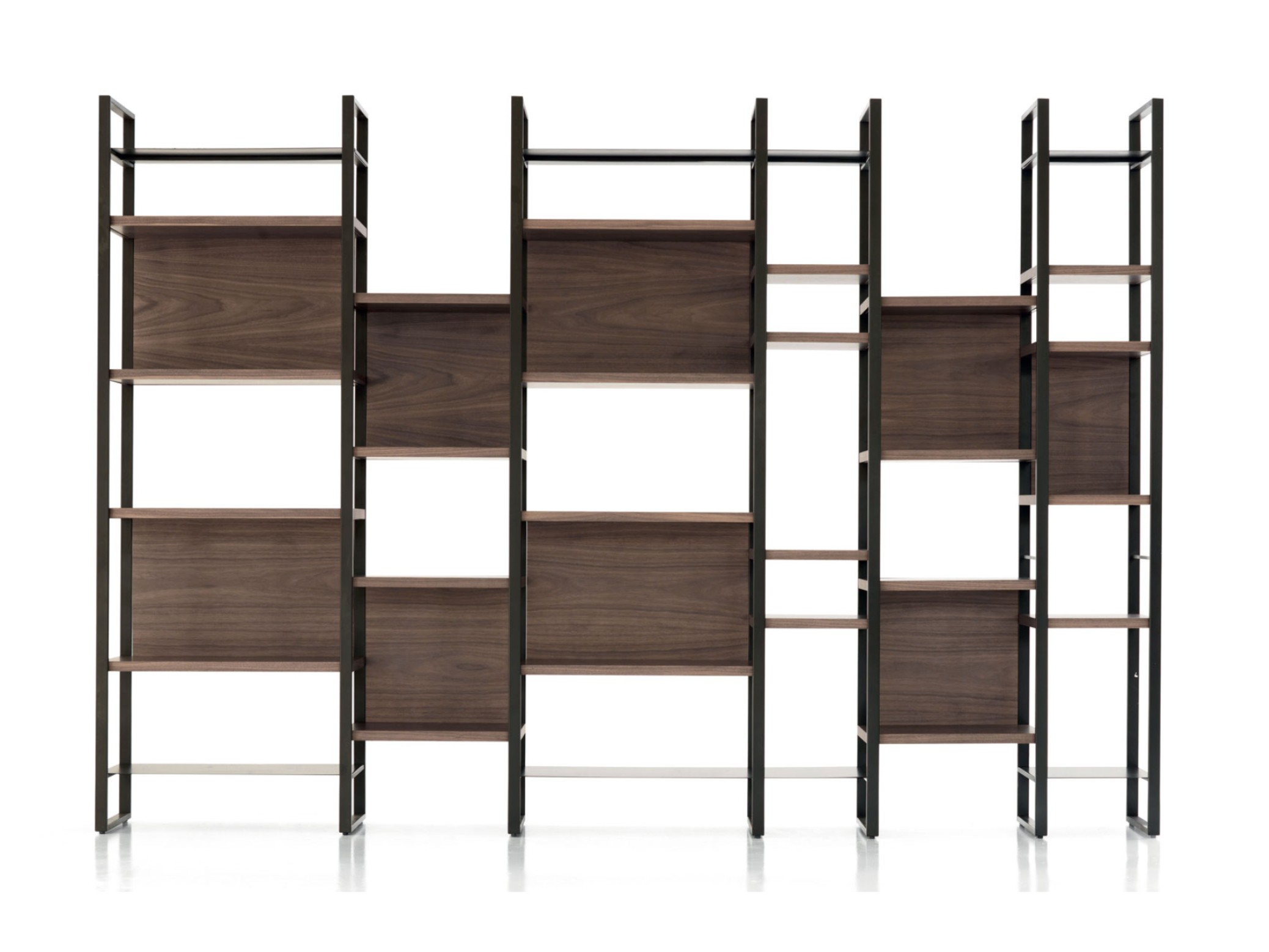 ARYA Open sectional iron and walnut bookcase By CorteZari | design ...