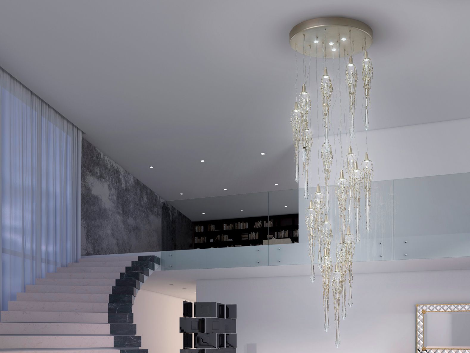 LIQUID ROUND CHIME MEDIUM Handmade bronze ceiling lamp By Serip