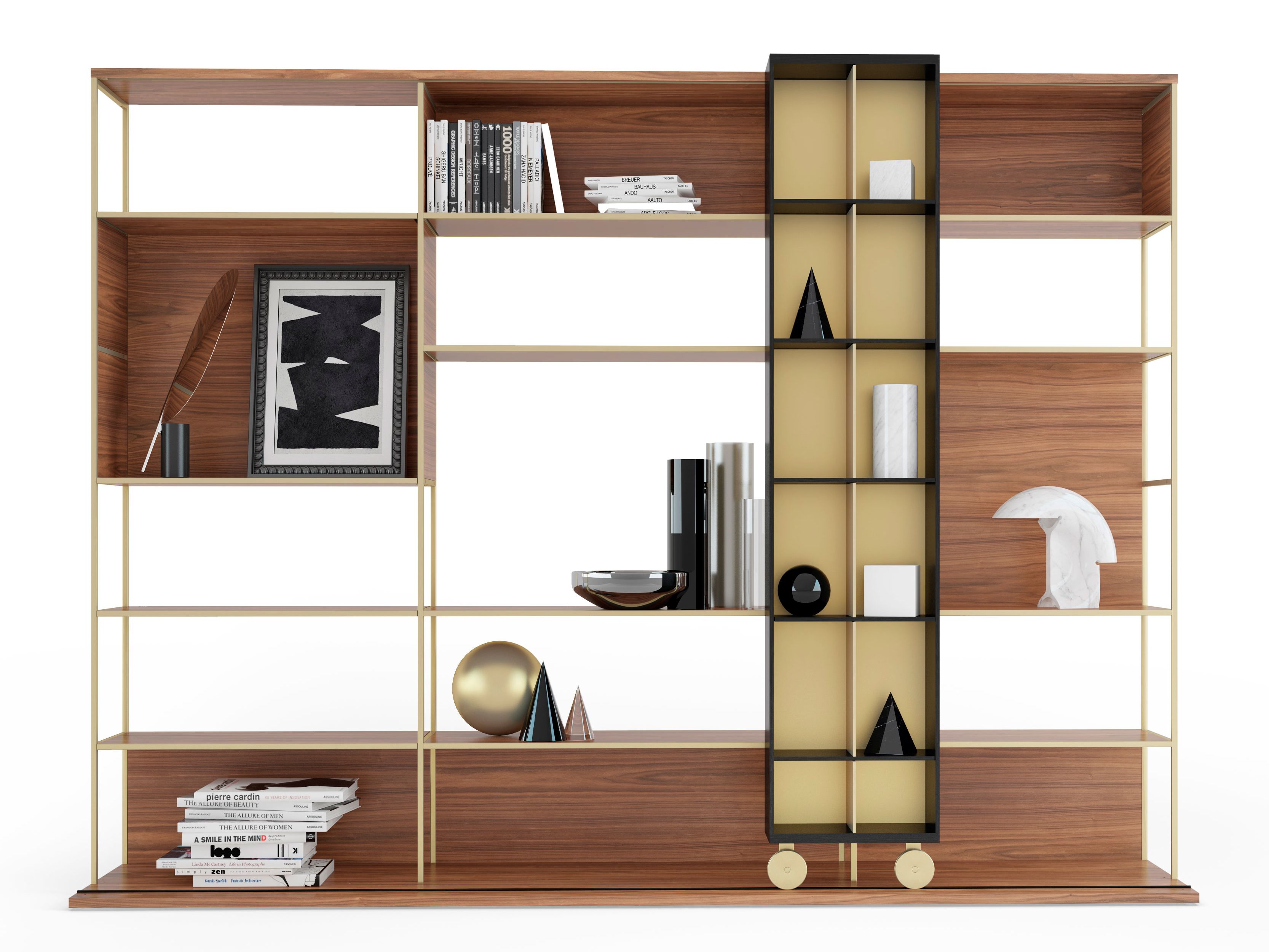 LITERATURA SELECTION Open MDF bookcase with casters By Punt | design ...
