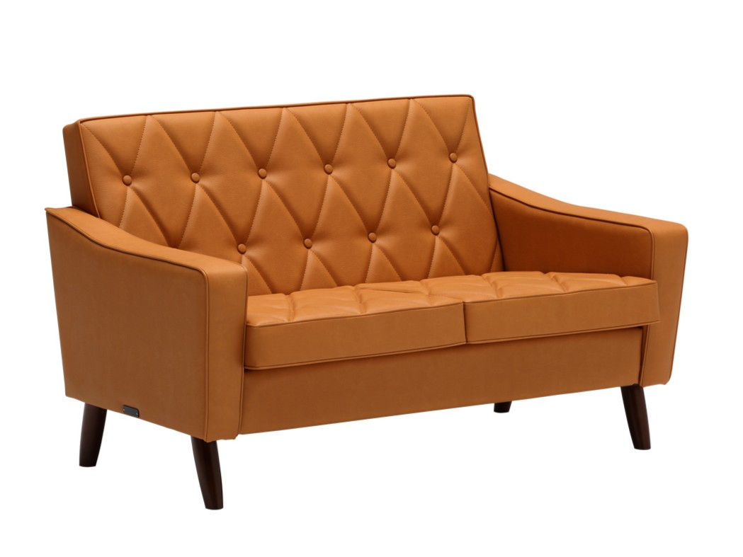 LOBBY | Leather small sofa Tufted vinyl leather small sofa By KARIMOKU