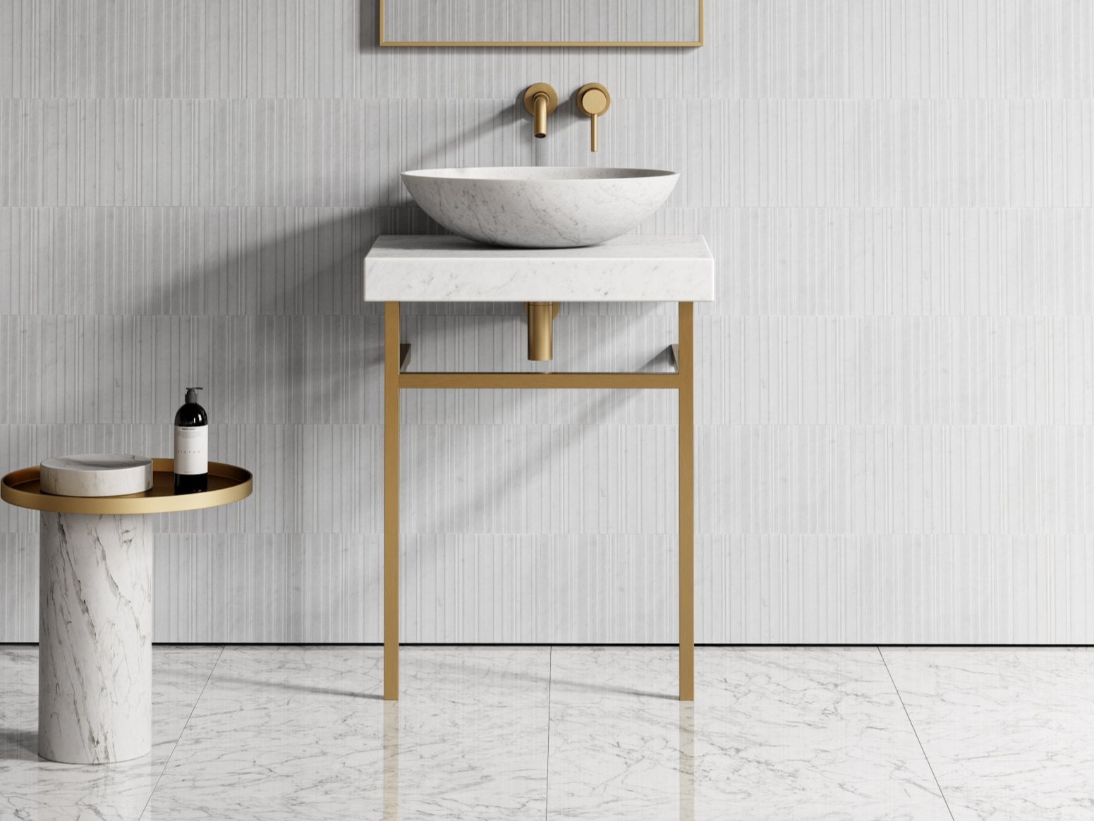 LOMAZZO | Carrara marble washbasin countertop By LUSSO