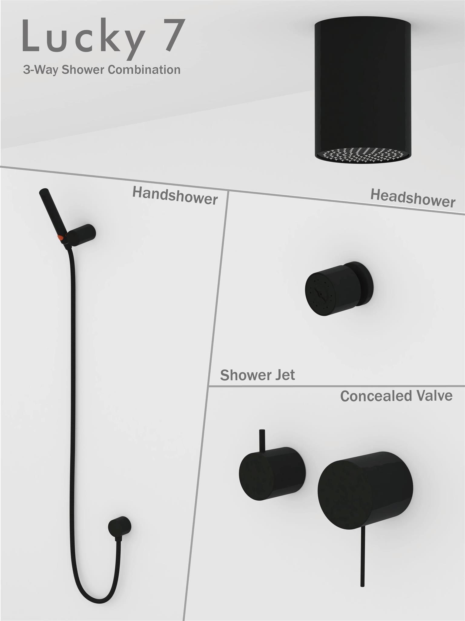 LUCKY 7 | Shower set with overhead shower Lucky 7 Collection By JUSTIME