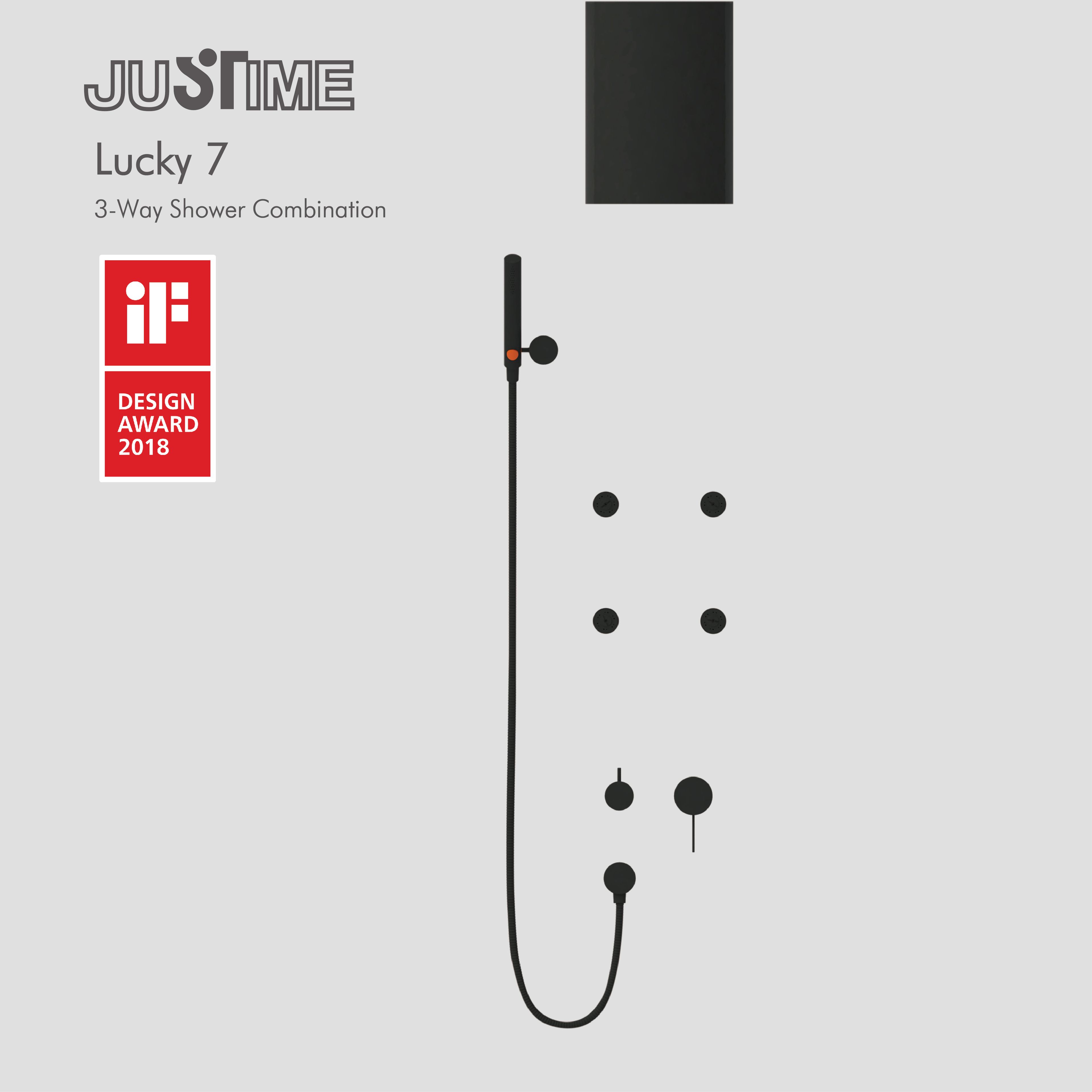 LUCKY 7 | Shower set with overhead shower Lucky 7 Collection By JUSTIME