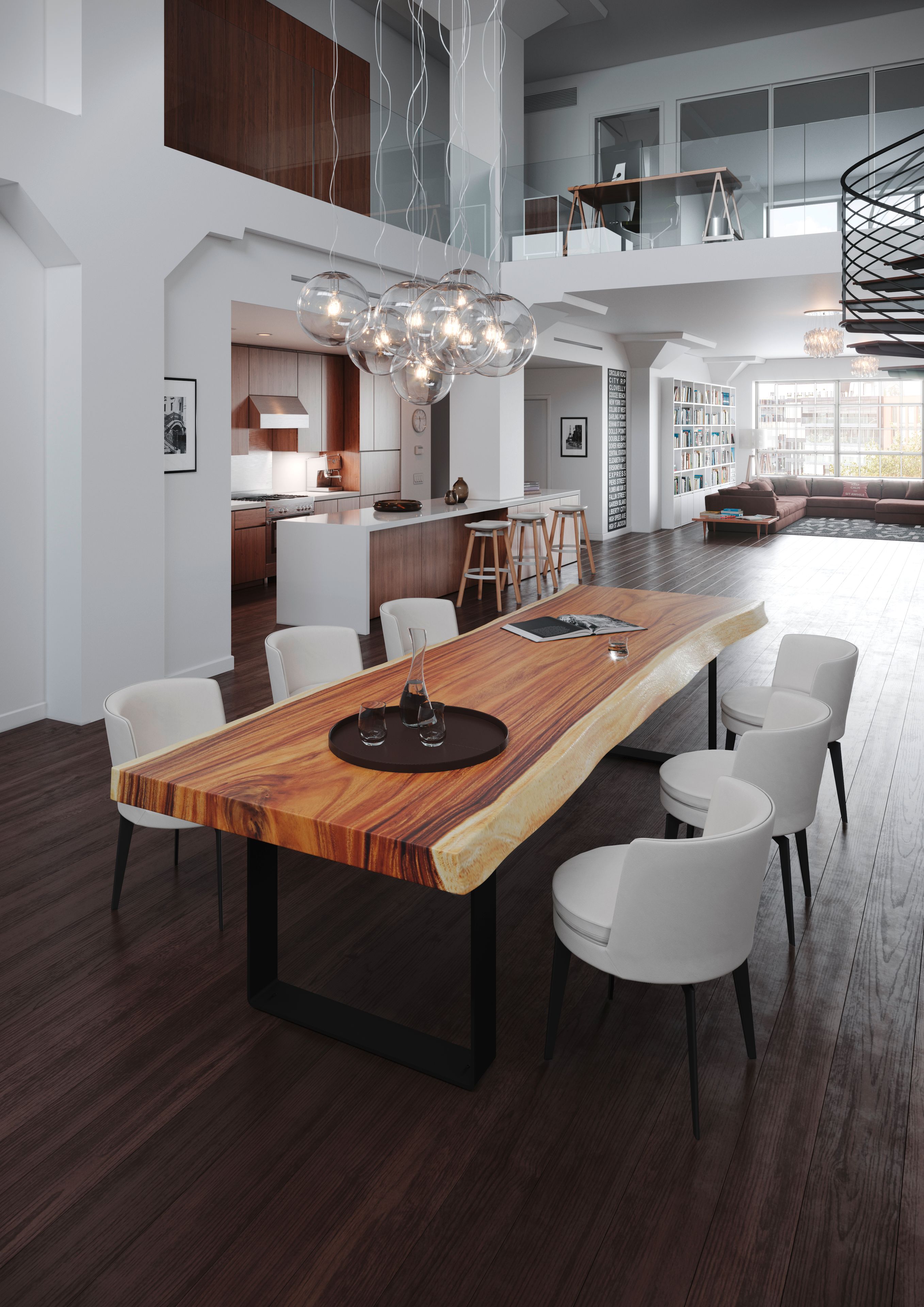 Table with Suar wood top and steel frame LUGANO By CONTE CASERTA