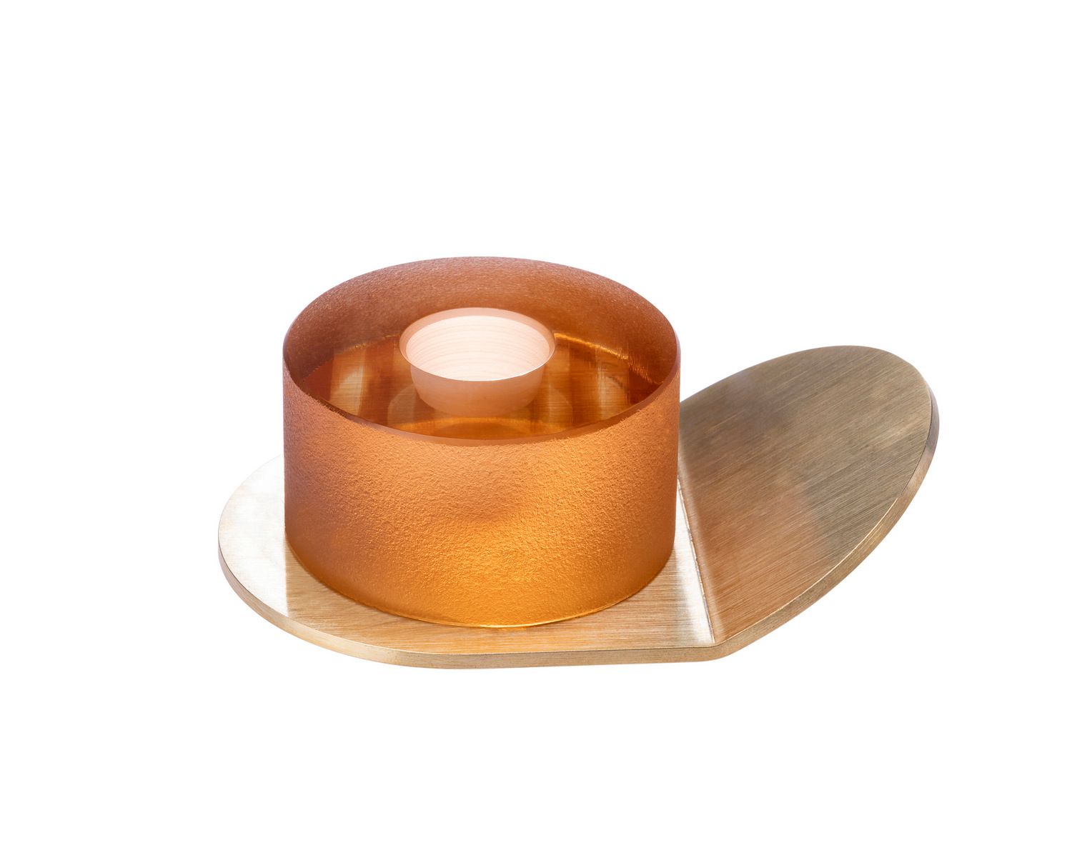 Murano glass and brass candle holder LUMINO By Purho design Federico Peri