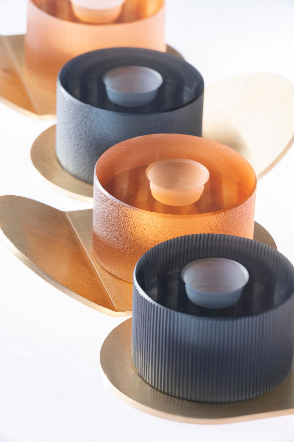 Murano glass and brass candle holder LUMINO By Purho design Federico Peri