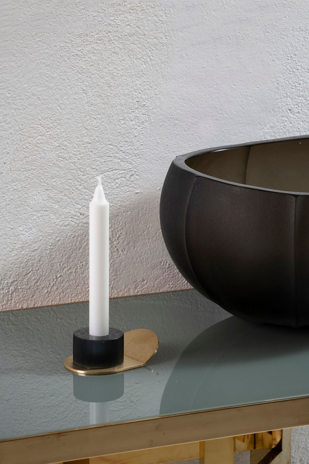 Murano glass and brass candle holder LUMINO By Purho design Federico Peri