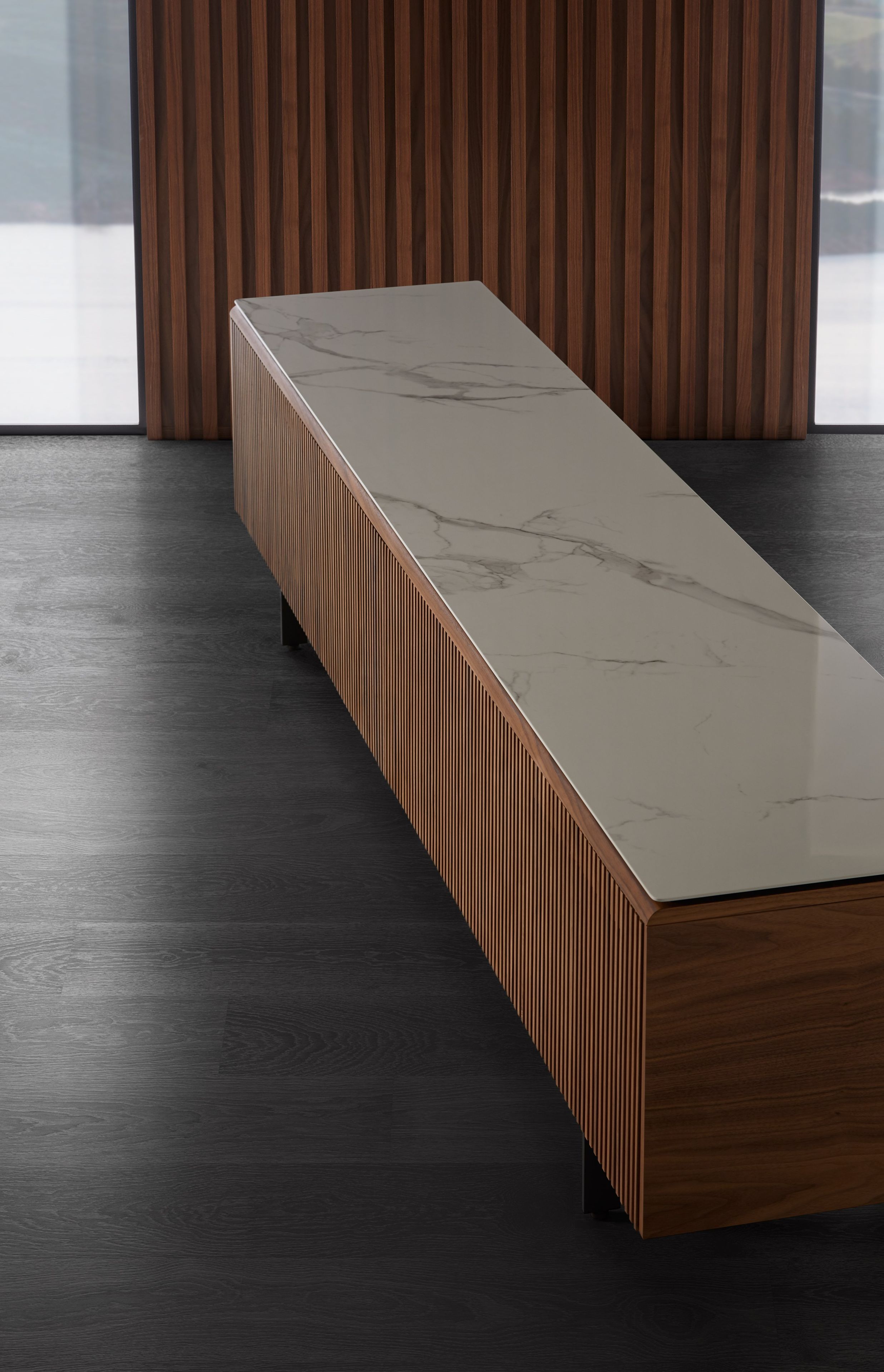 MALMÖ TECHNIC | TV cabinet Low wooden TV cabinet with flap doors By ...