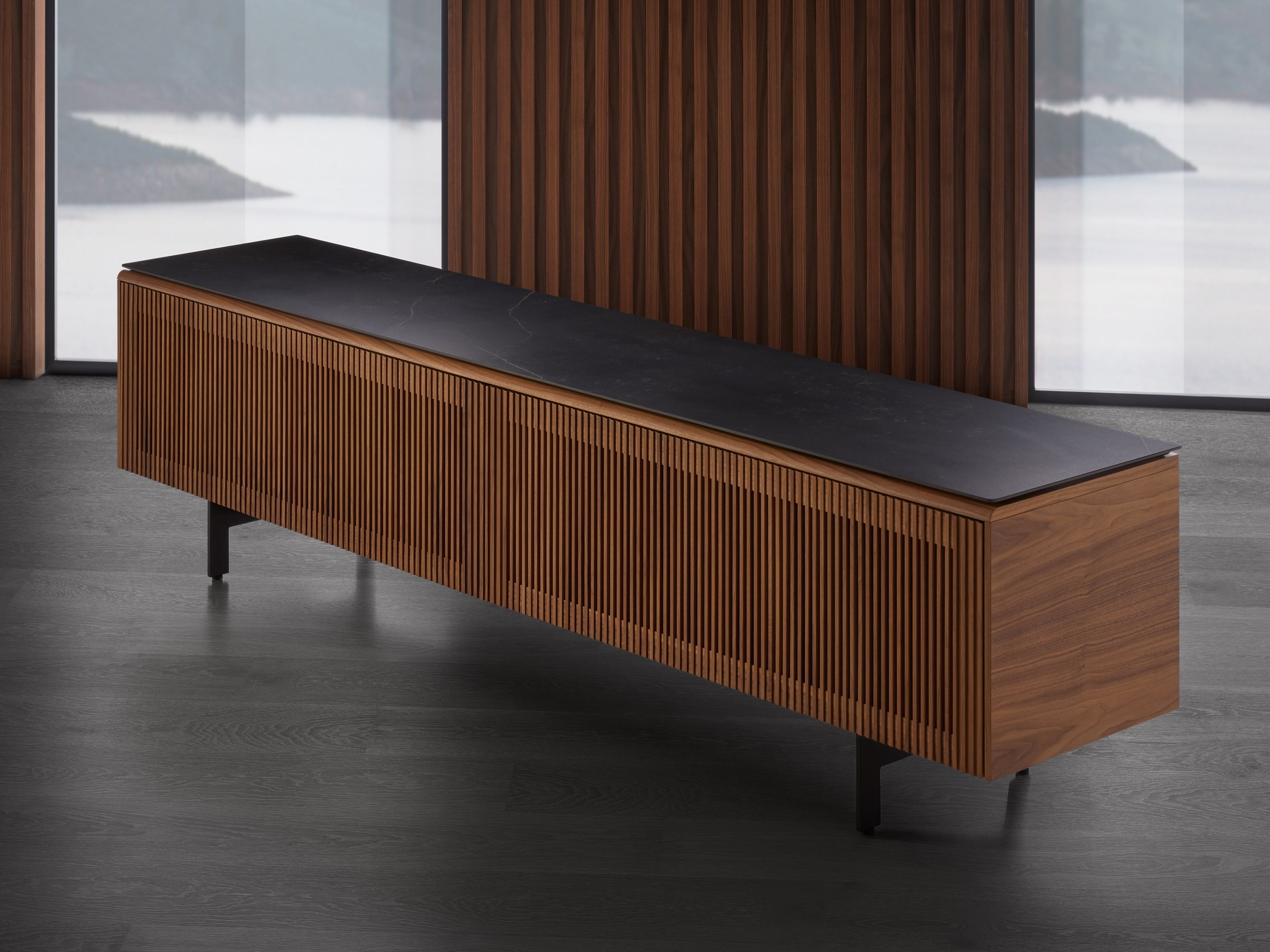 MALMÖ TECHNIC | TV cabinet Low wooden TV cabinet with flap doors By ...