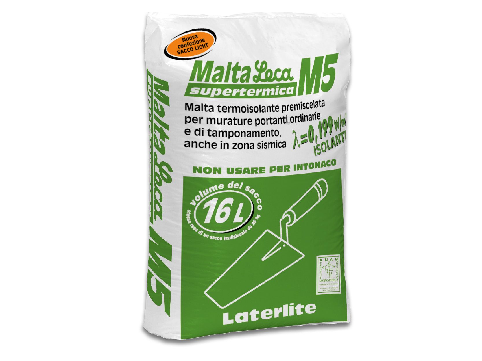 Malta Leca M5 Supertermica Mortero para muro de albañilería By LecaSistemi