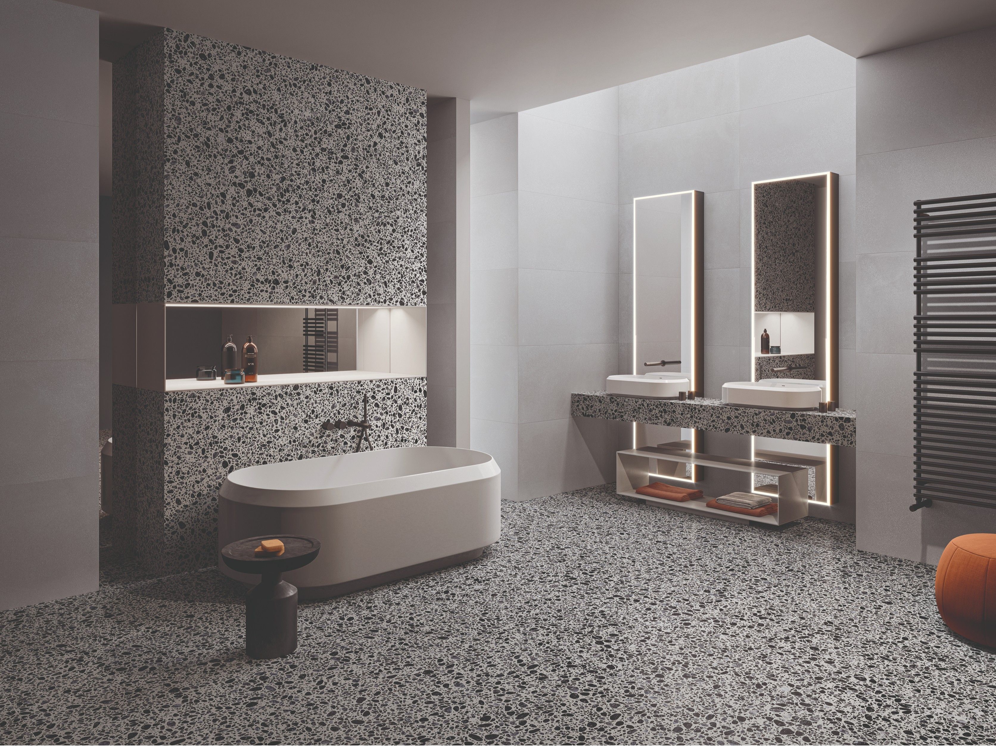 Porcelain stoneware wall/floor tiles terrazzo effect MEDLEY GREY Medley ...