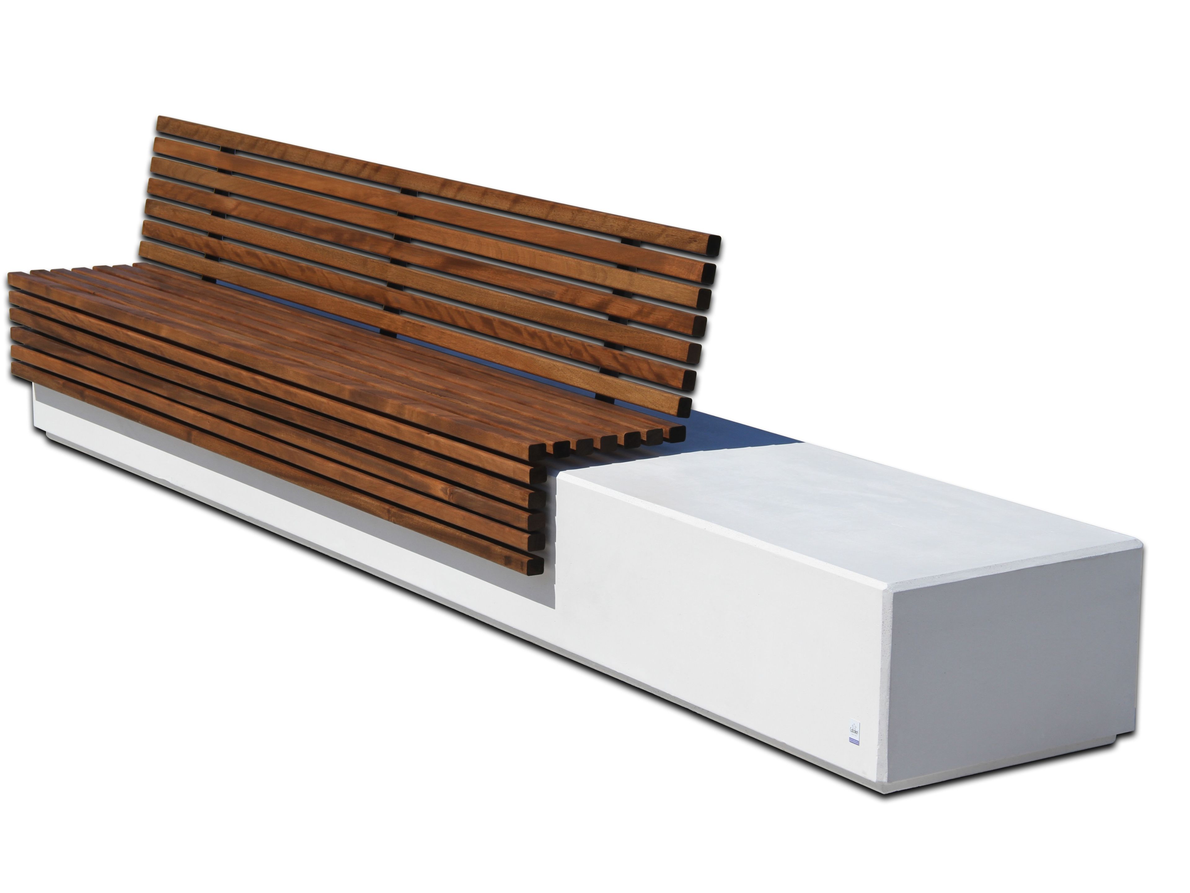 Bench with backrest in reinforced concrete and wood MEGA LITHOS By Calzolari