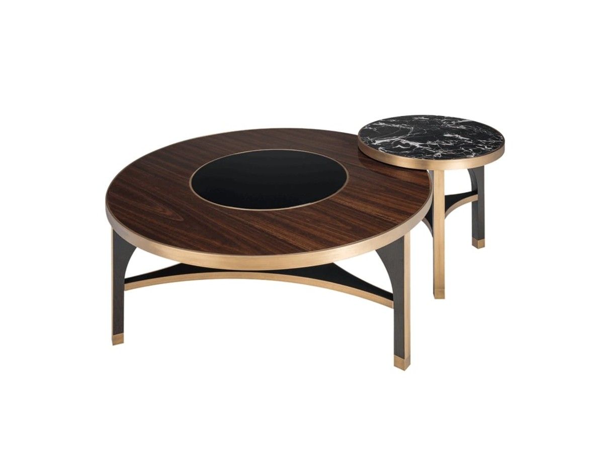 Low round wooden coffee table MEMPHIS By FRATO