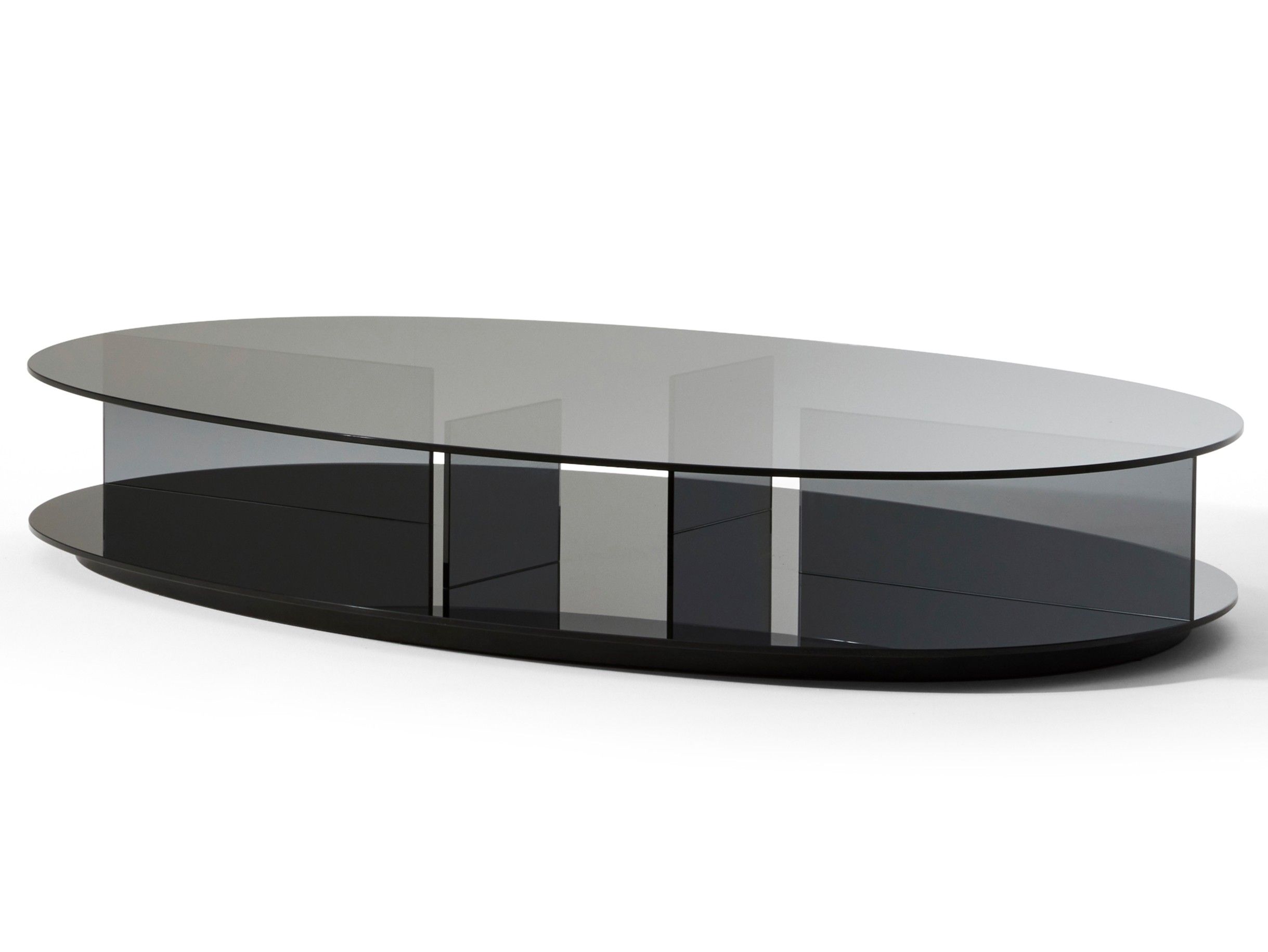 MEX Oval glass coffee table By Cassina | design Piero Lissoni