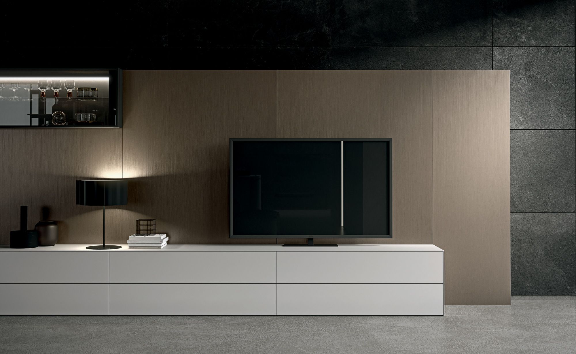 MH6 | Storage wall with integrated lighting MH6 Collection By MODULNOVA