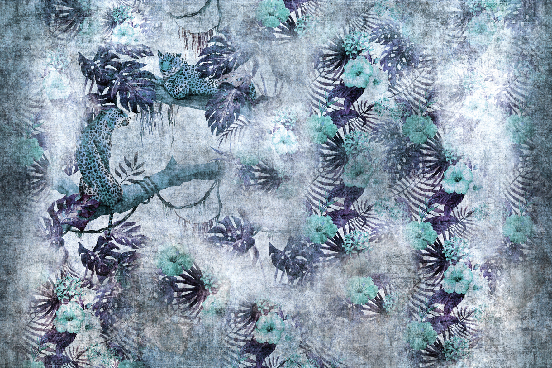 Washable Tropical vinyl wallpaper MIAMI SWING Tropical Deco Collection ...