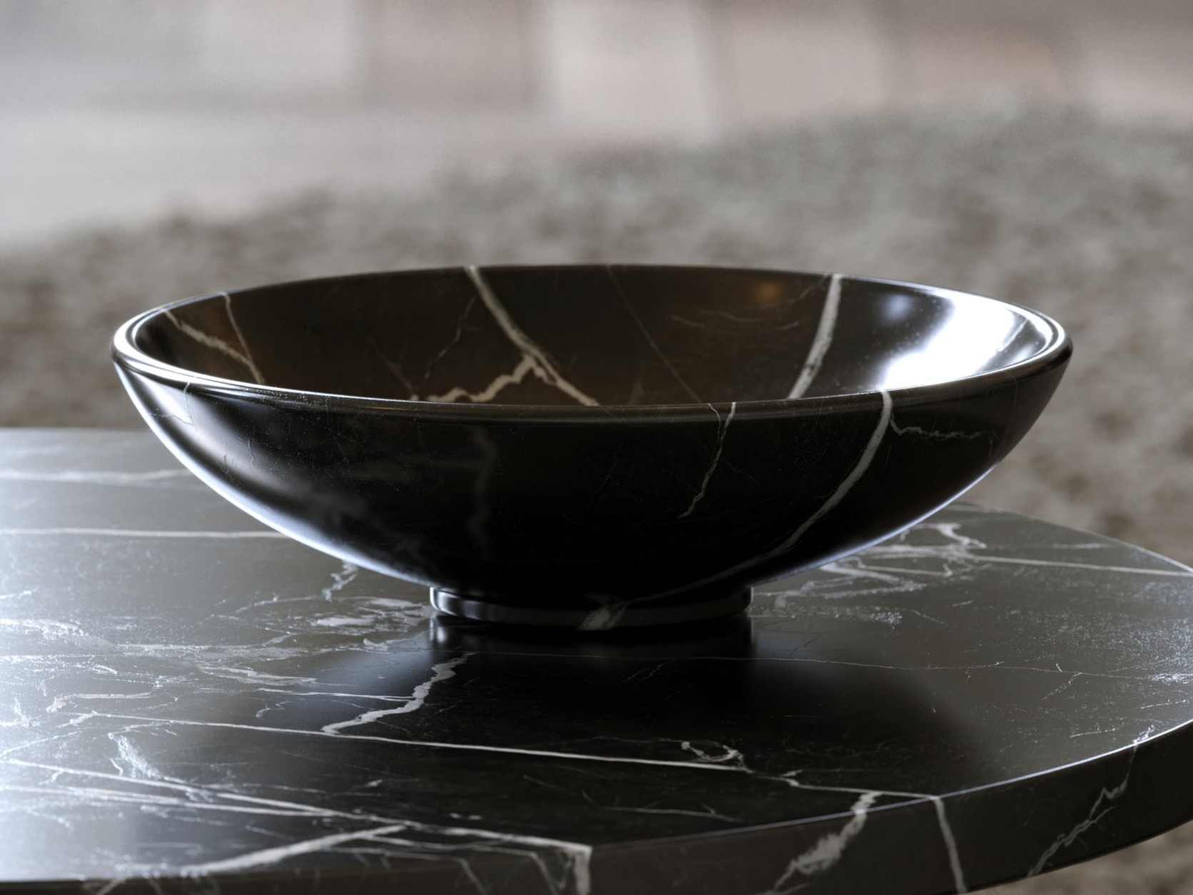 MILLESI | Nero Marquina marble centerpiece Nero Marquina marble ...