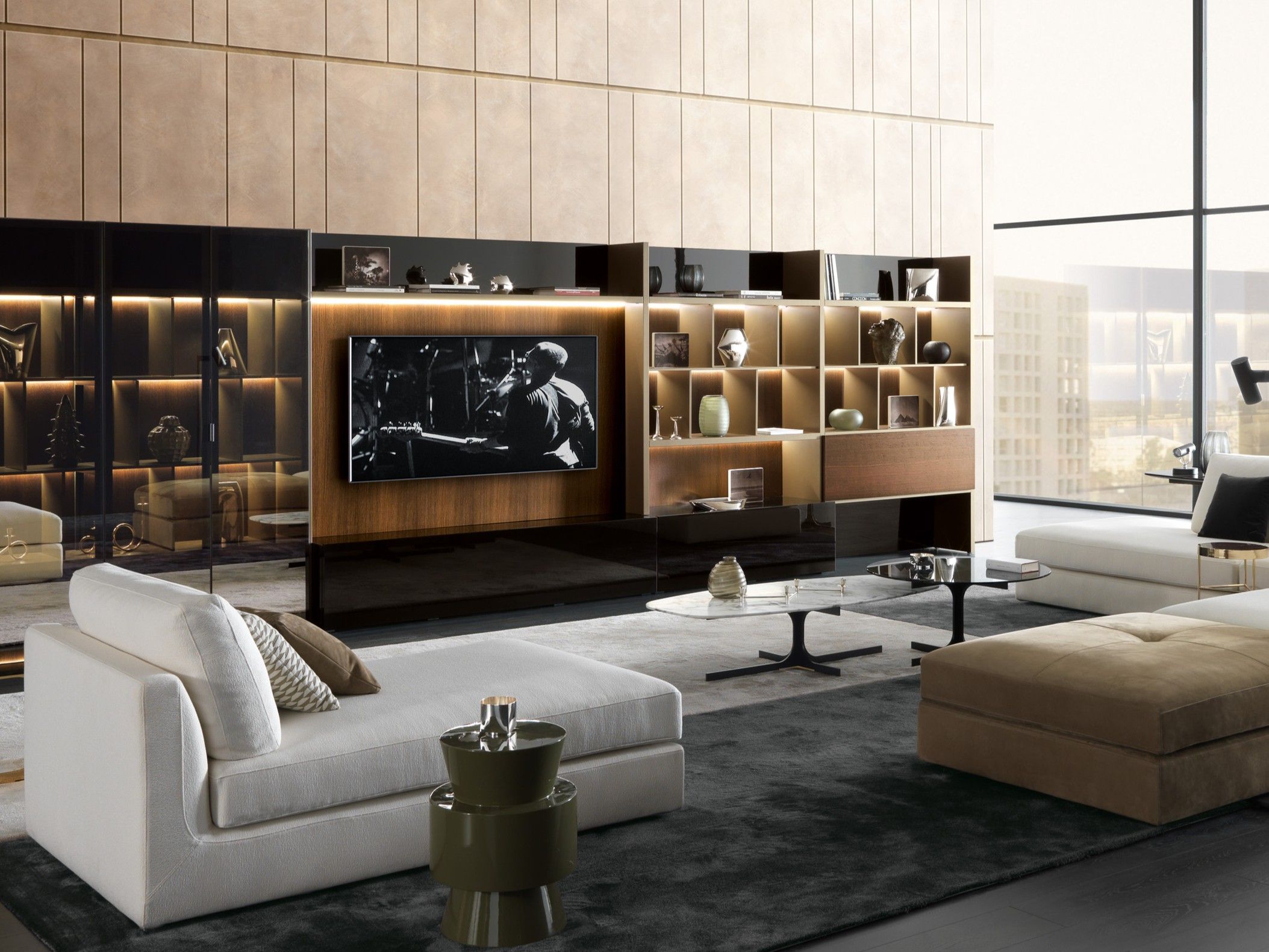 MISURAEMME Sectional TV wall system with integrated lighting By ...