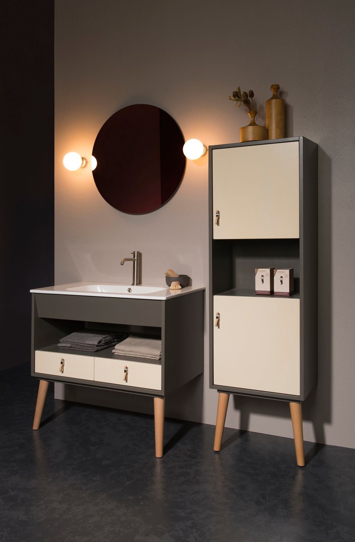 MODI | Bathroom column Storage solid wood bathroom column with doors By ...