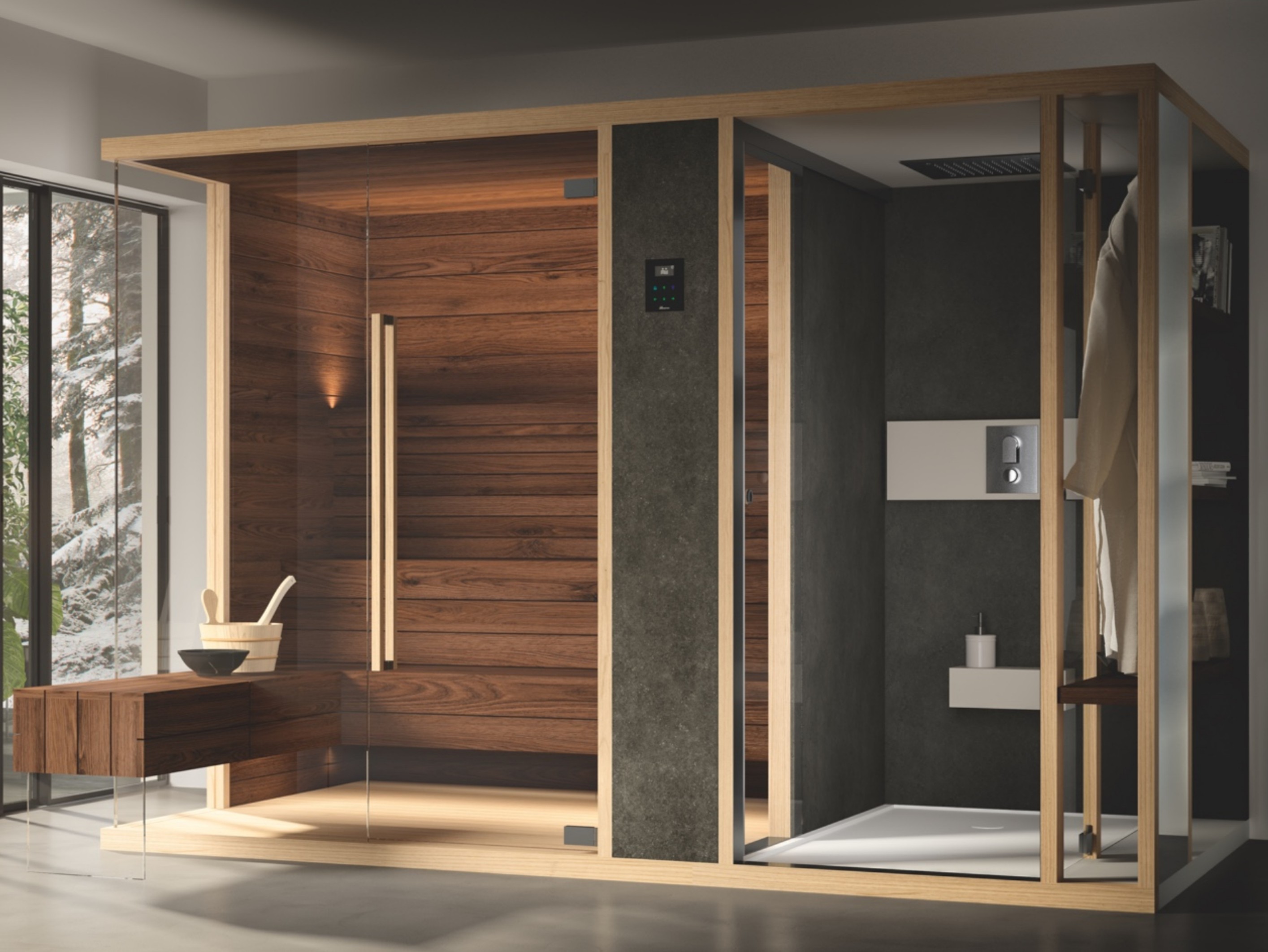 MODULA S COMBI Sauna finlandese con doccia By Albatros | design Claudio ...
