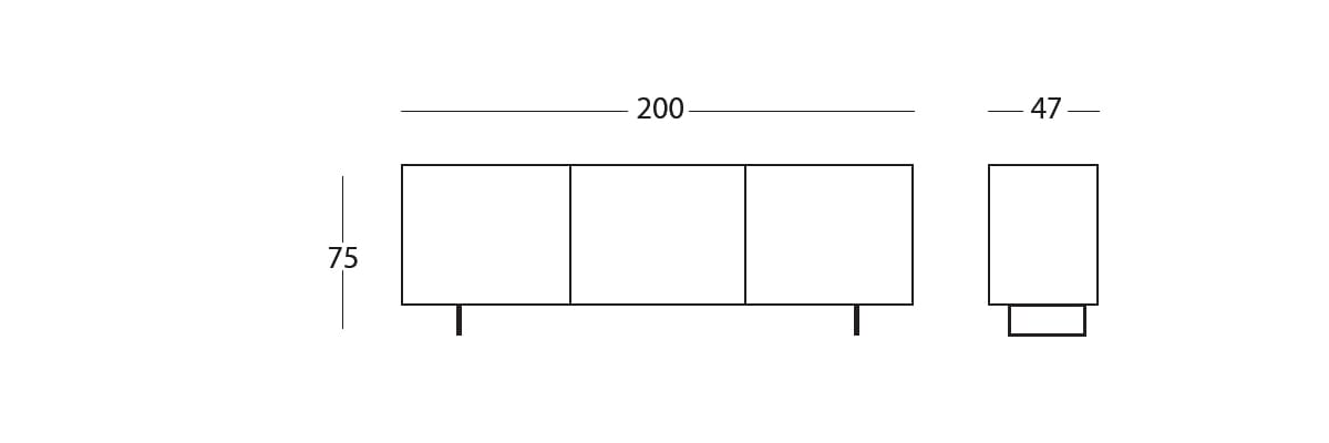 Ceramic sideboard with doors MONOLITH By NAOS