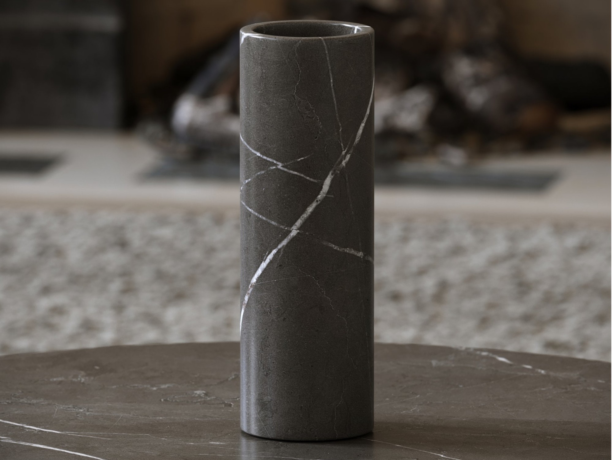 MORETTI | Pietra Grey marble vase Round Pietra Grey marble vase By LUSSO