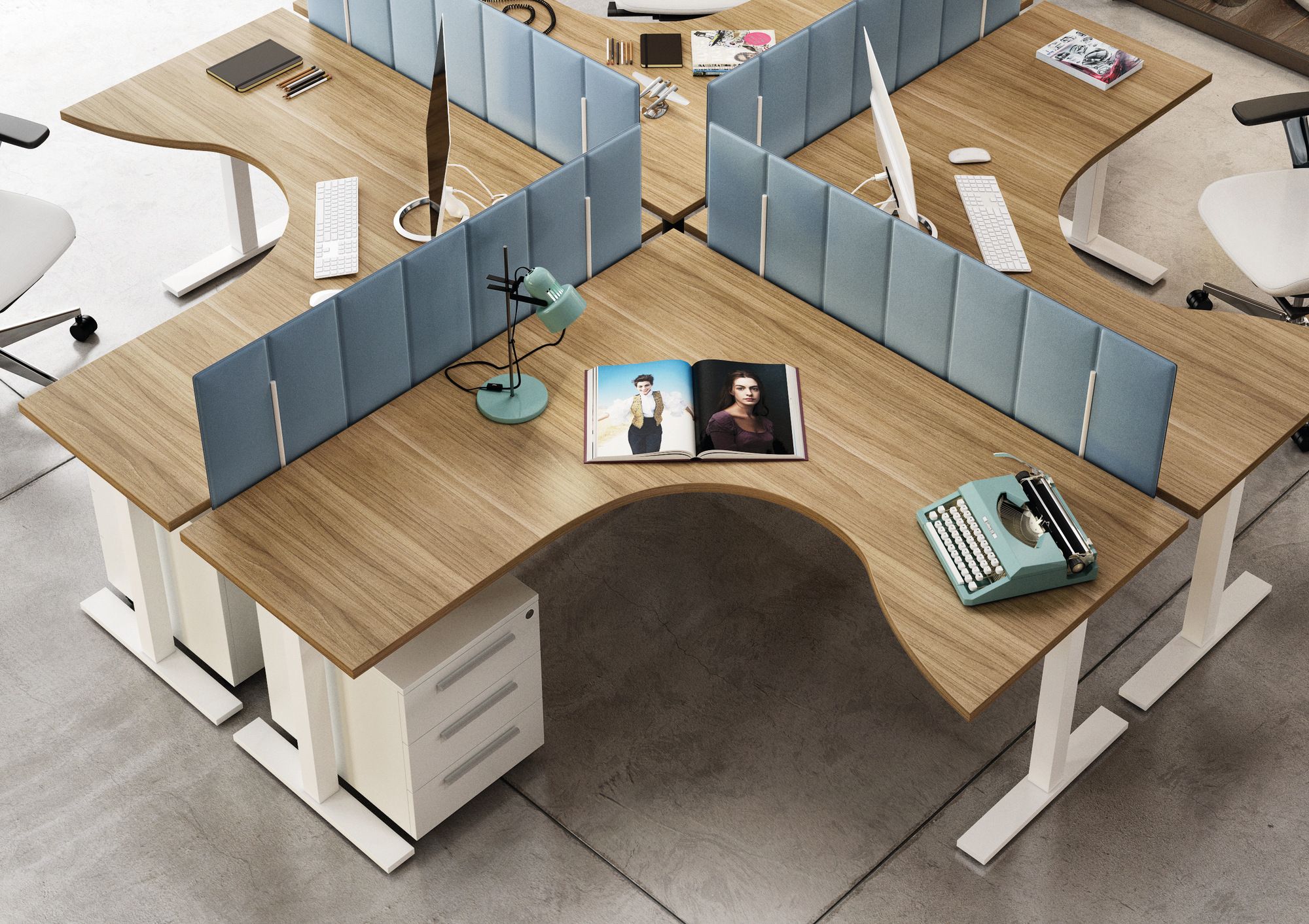 GLAM Sectional wooden office desk with drawers By Styloffice