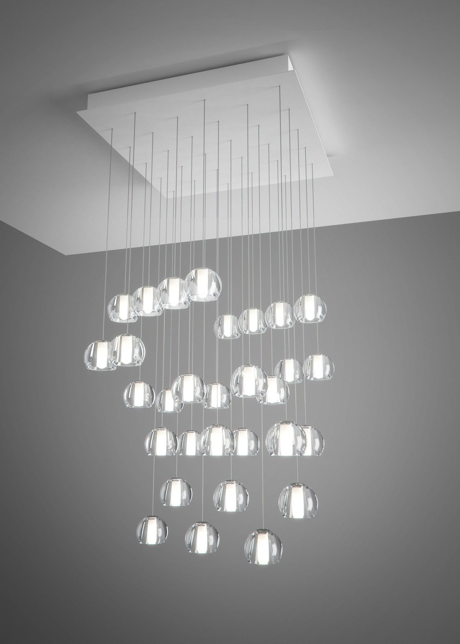 Direct light crystal pendant lamp MULTISPOT BELUGA | Pendant lamp ...