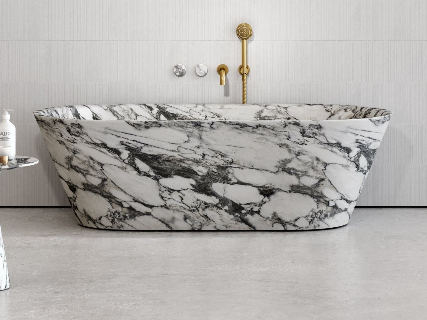 MUSE | Arabescato marble bathtub Freestanding oval Arabescato marble ...