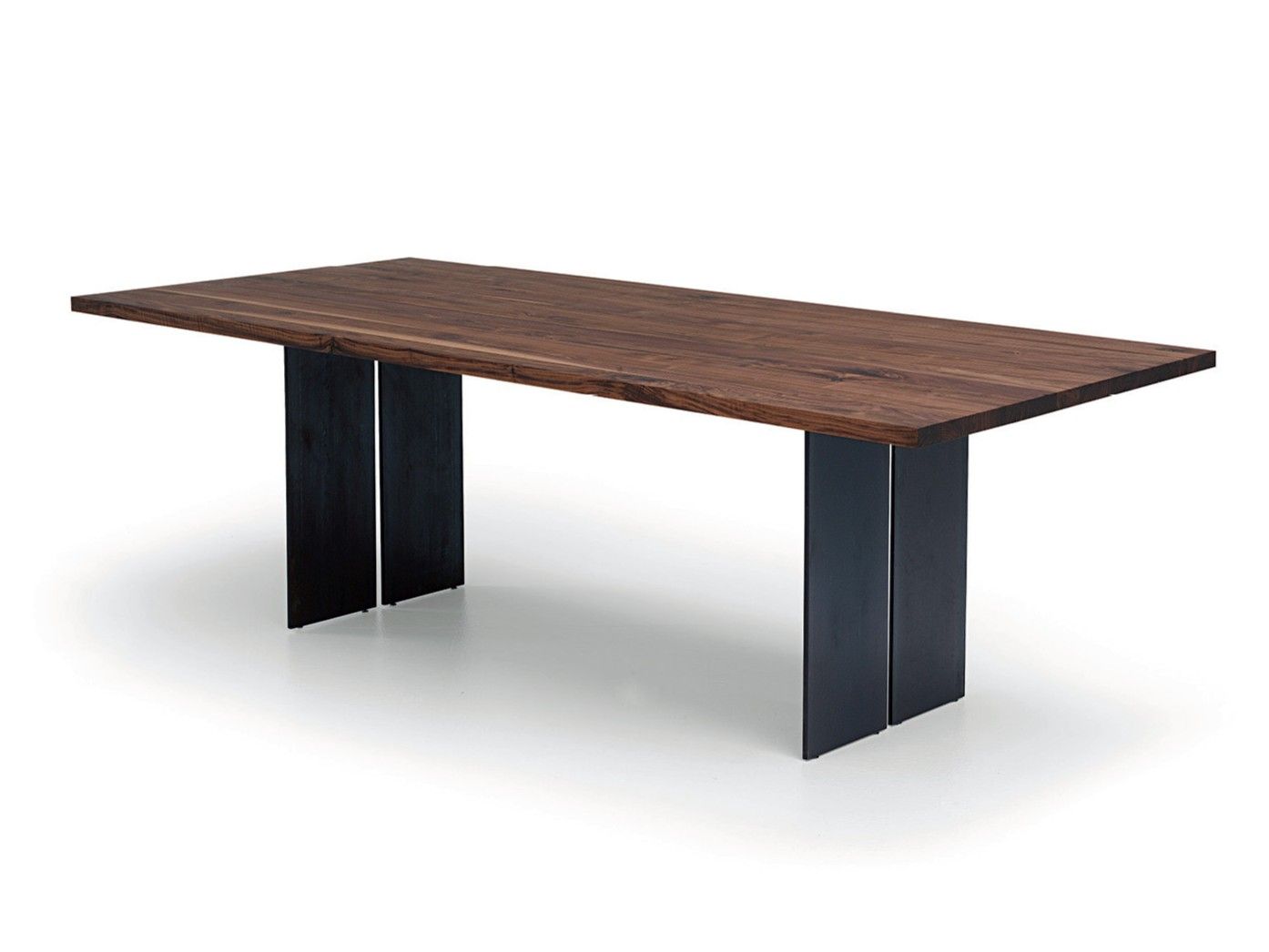 NATURA SQUARED Rectangular table with solid wood top and iron base By ...