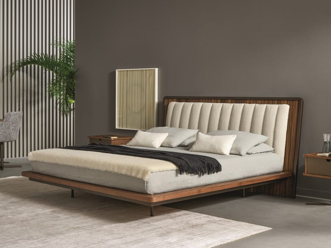 NELSON Walnut double bed with upholstered headboard By Bonaldo | design ...