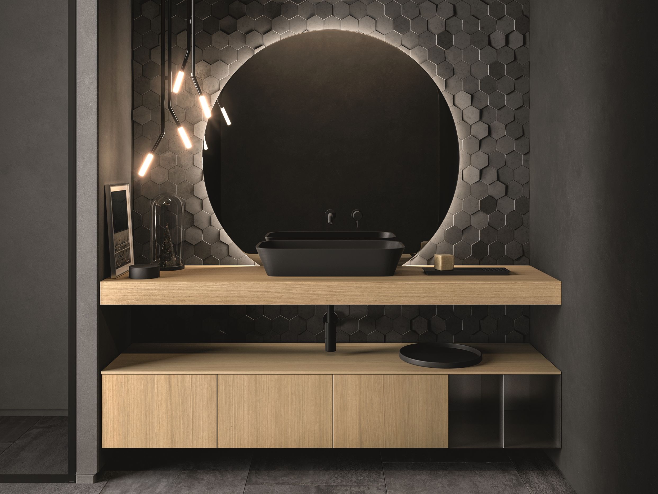 NEROLAB | Wood veneer vanity unit Nerolab Collection By Cerasa