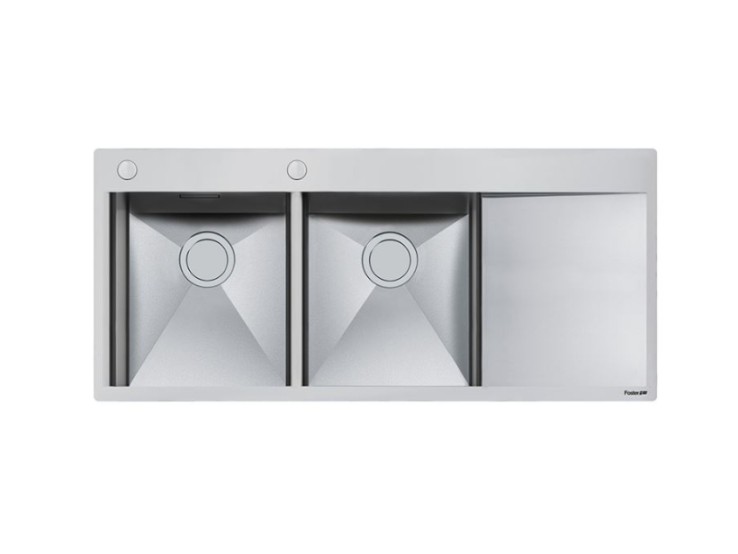 Flush-mounted stainless steel sink with drainer NEW WAVE 2VDX(SX)+SC FT ...