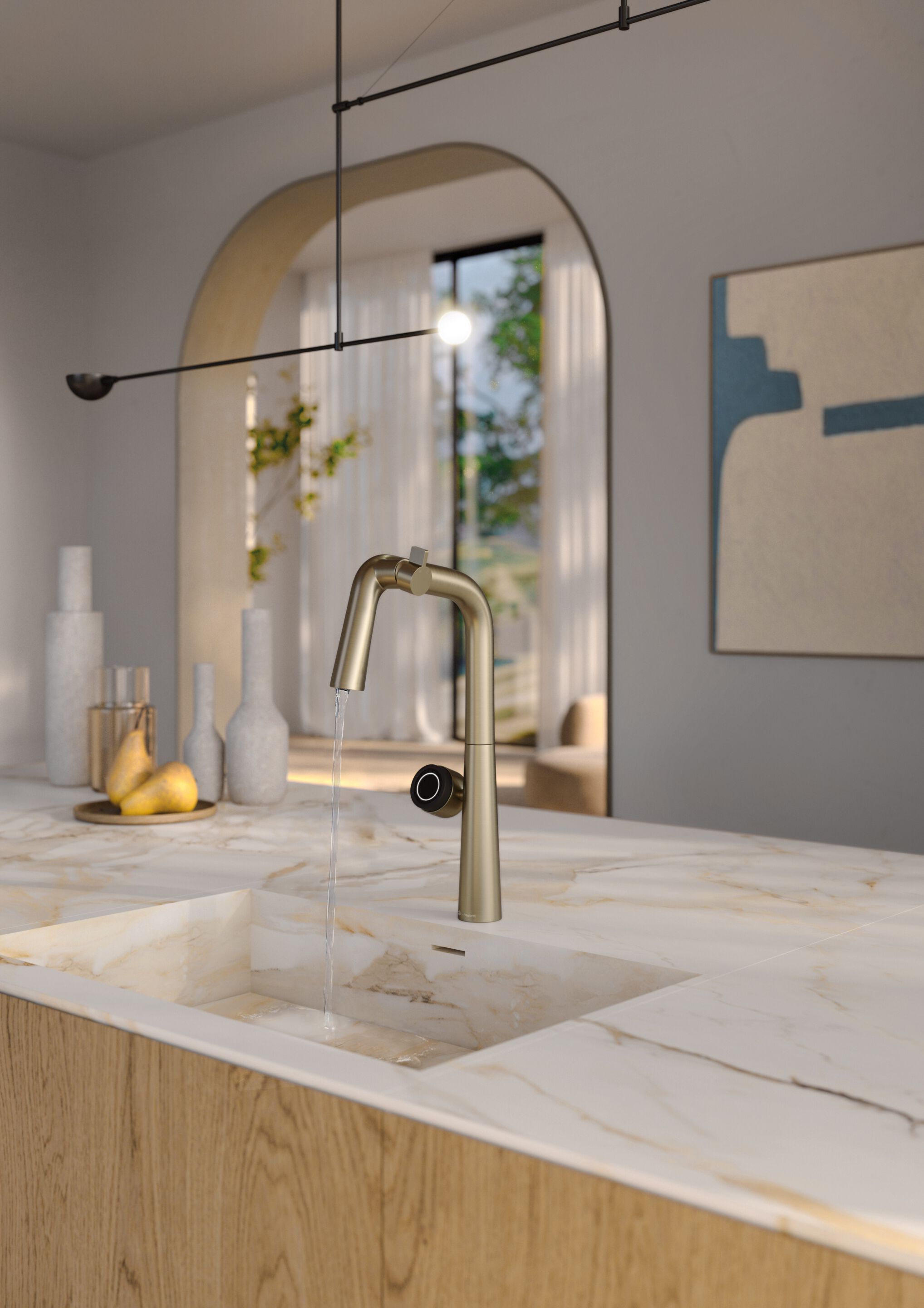 ALKIMIA 73300 Electronic kitchen mixer tap with swivel spout By newform